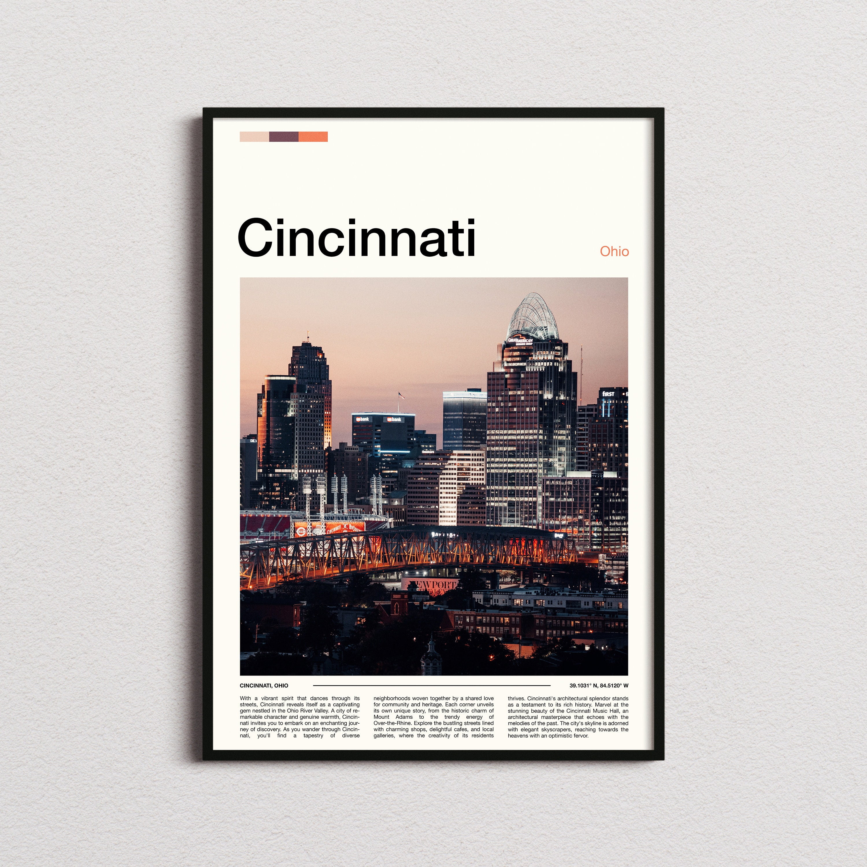 POSTER Cincinnati Print, Cincinnati Poster, Cincinnati Wall Art, Ohio ...