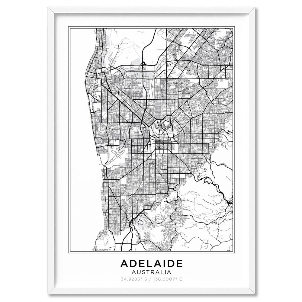 POSTER City Map | Adelaide. Poster Printed Maps. Map Wall Art. Choose ...