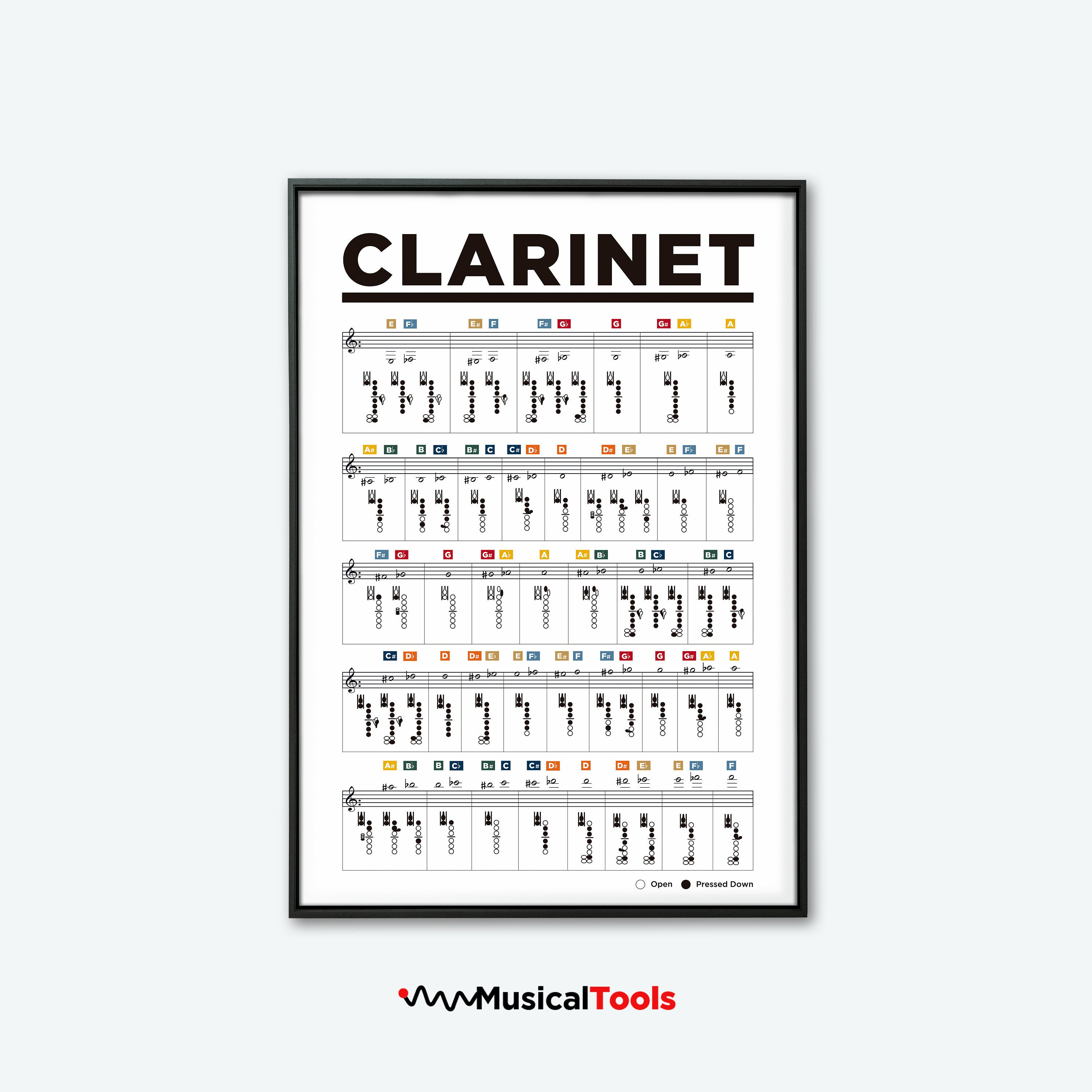 POSTER Clarinet Fingering Notes Poster Chart. Learn Clarinet Music ...