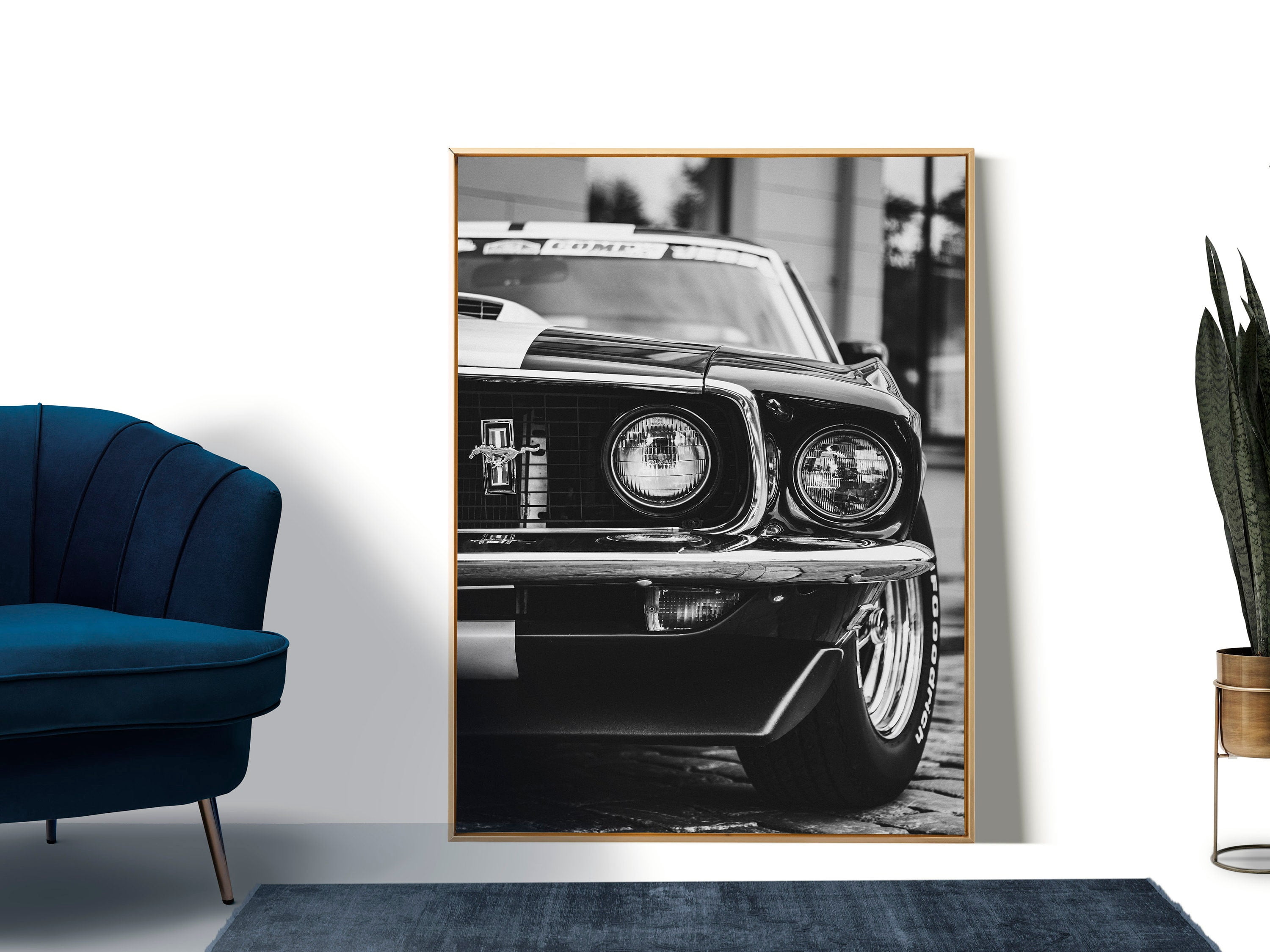POSTER Classic Muscle Car Wall Art, Ford Mustang, 70's cinematic look ...