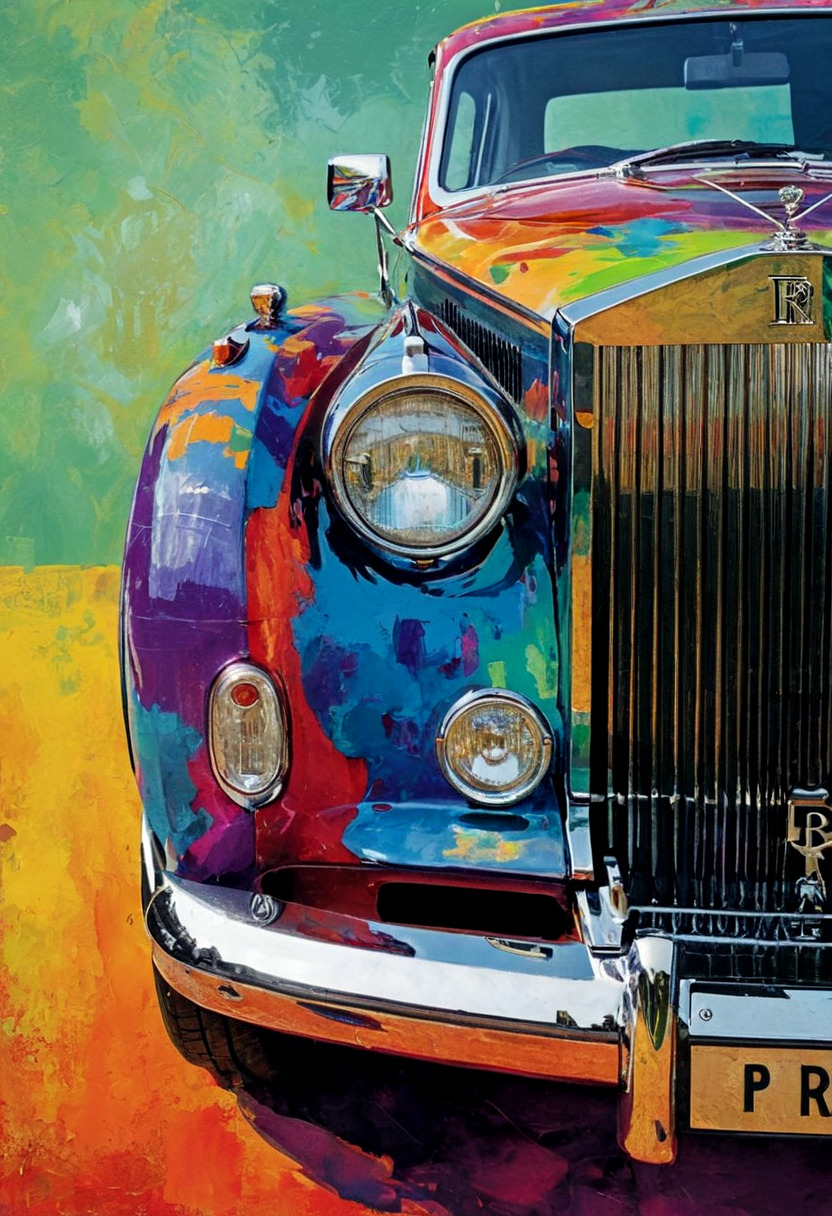 POSTER Classic Rolls Royce style car neon reprint retro vintage style ...