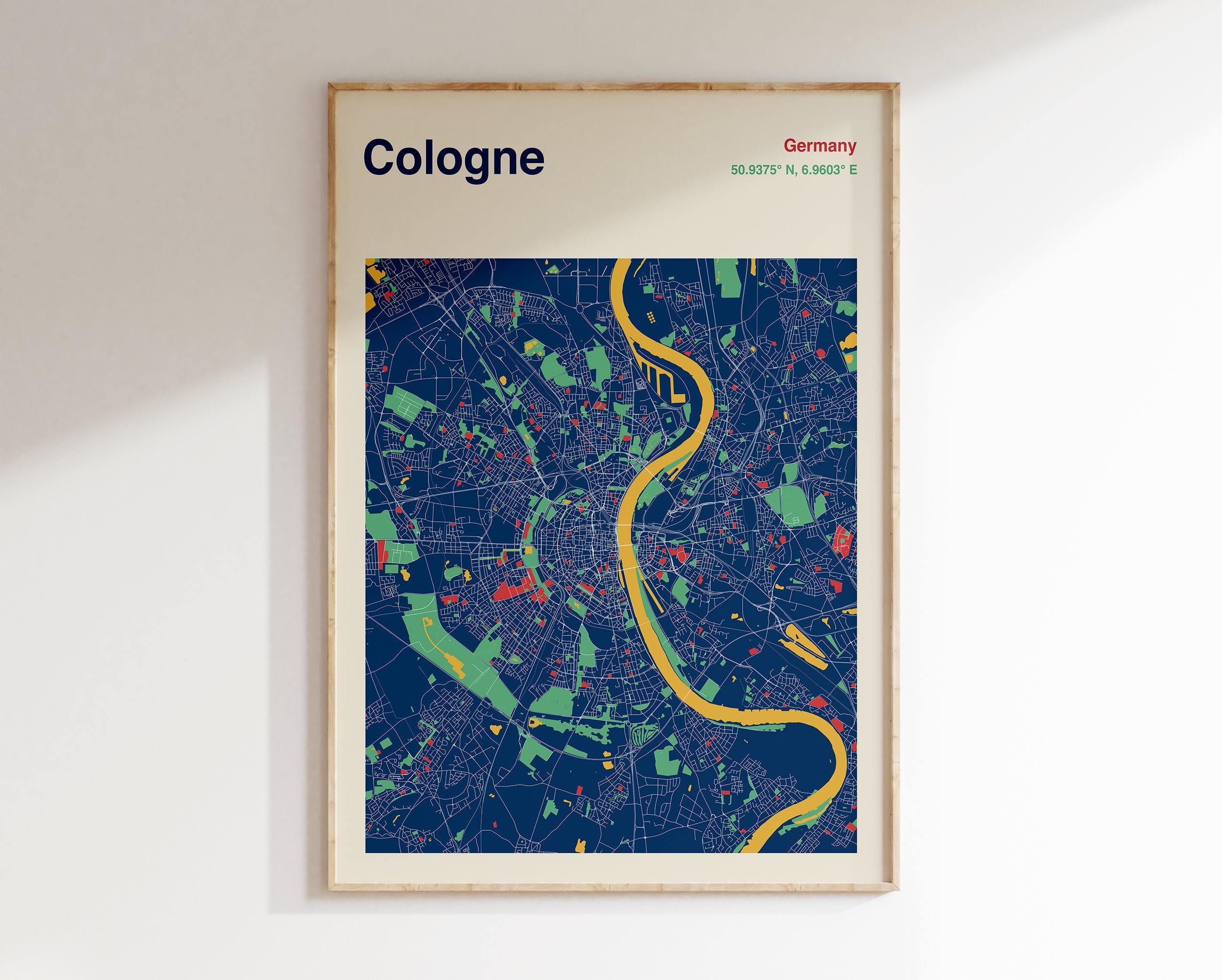 POSTER Cologne Map Print, Cologne Germany Map Poster, Colour Cologne ...