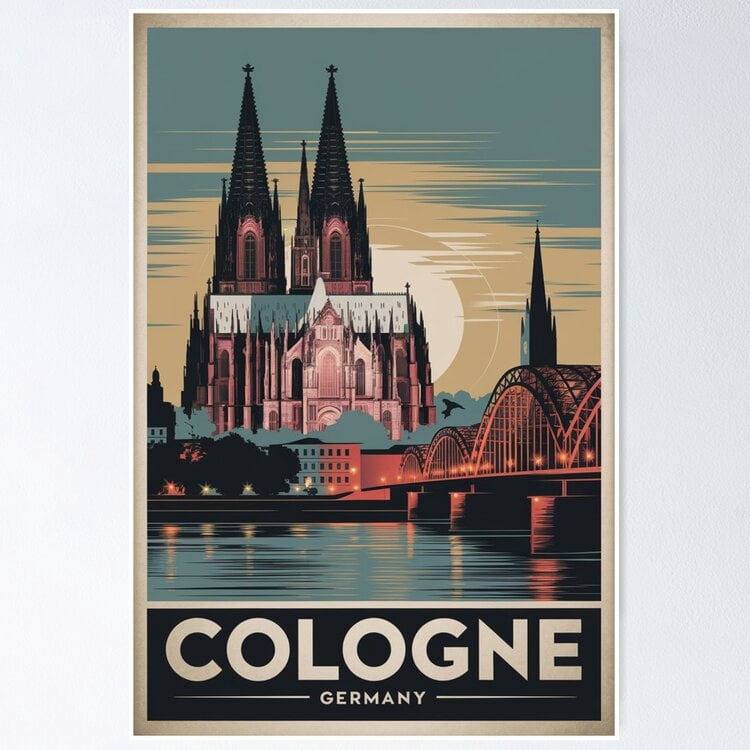 POSTER Cologne Vintage Travel Poster Poster UNFRAMED, 12x18 - Walmart.com