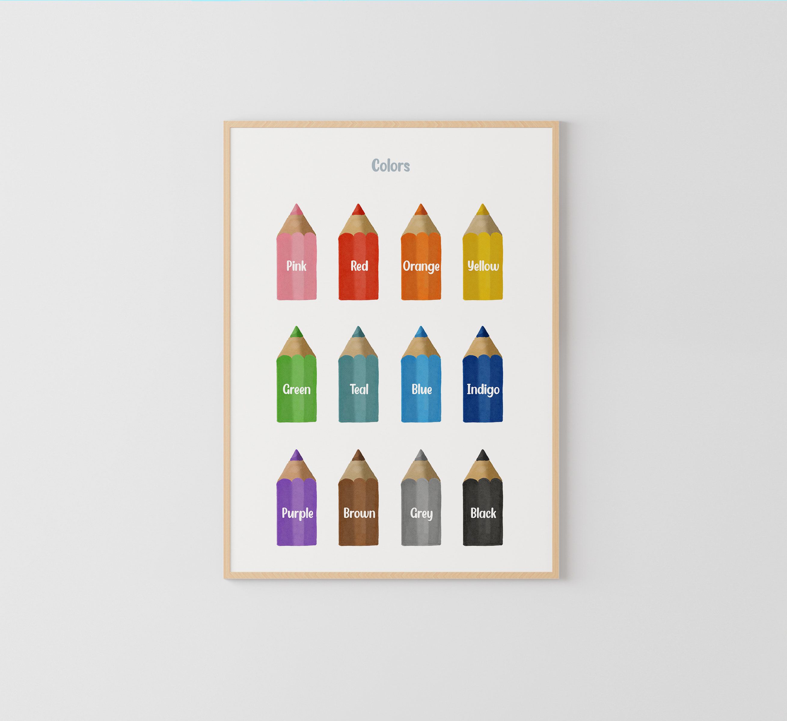 POSTER Colors Learning Posters - Color Chart for Kids, Montessori ...