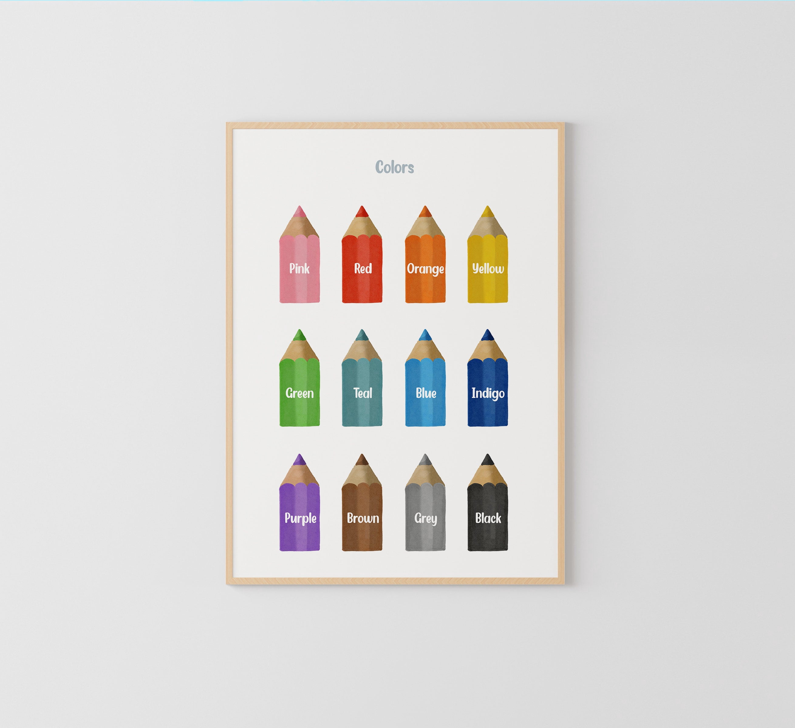 POSTER Colors Learning Posters - Color Chart for Kids, Montessori ...