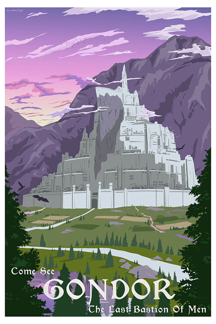 POSTER Come See Gondor Lord Of The Rings The Hobbit Travel Wall Art ...