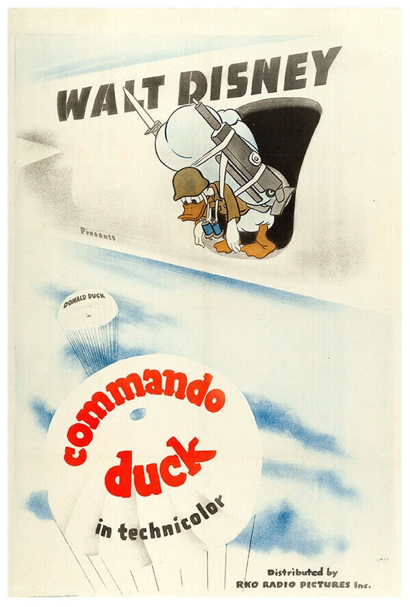 POSTER Commando Duck - Donald Duck - WW2 - 1944 - Walt Disney Cartoon ...