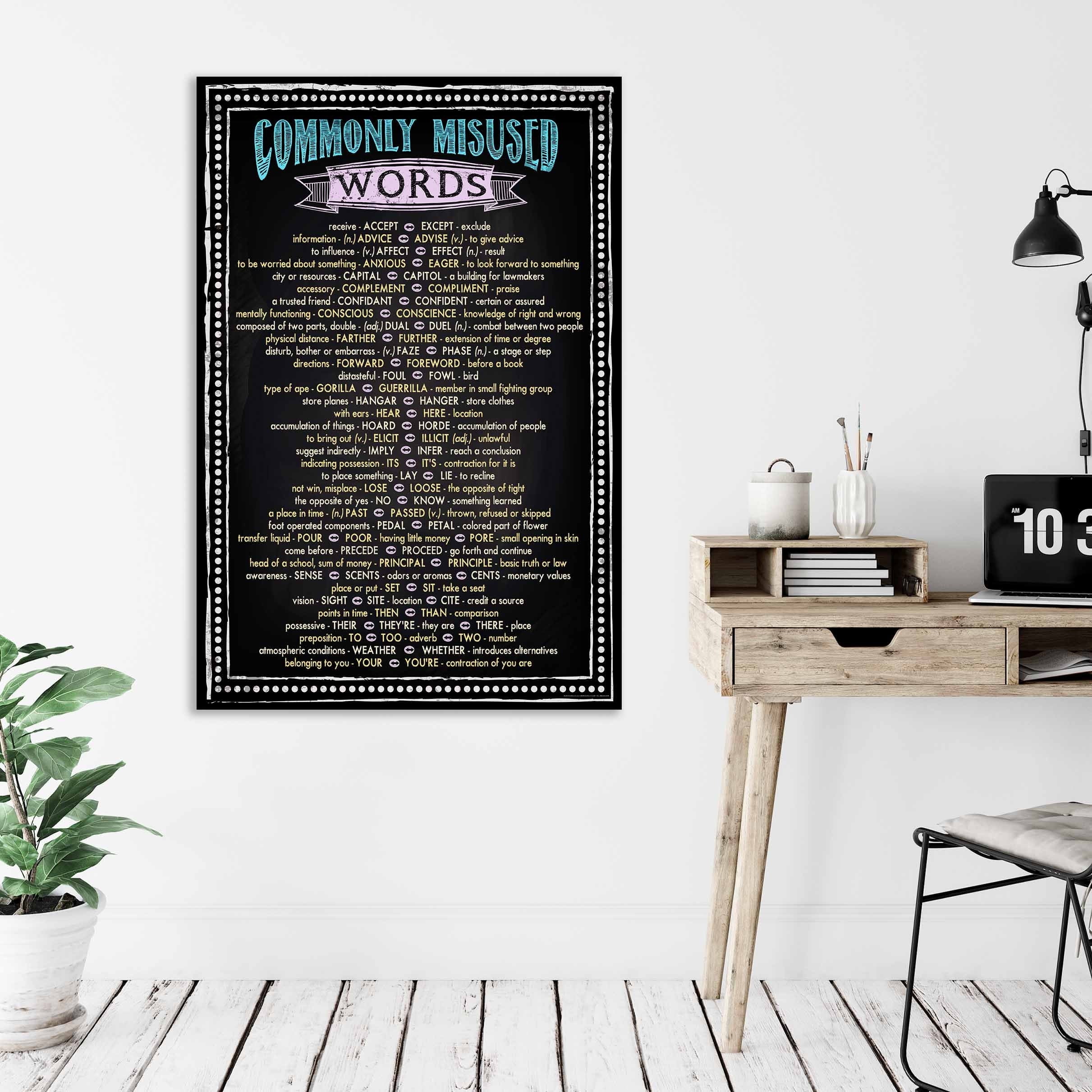 POSTER Commonly Misused Words Extra-Large Chalk Board Style Grammar Art ...