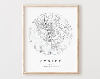 POSTER Conroe Map Print, Conroe Map Poster City Wall Art, Tx Road Map ...