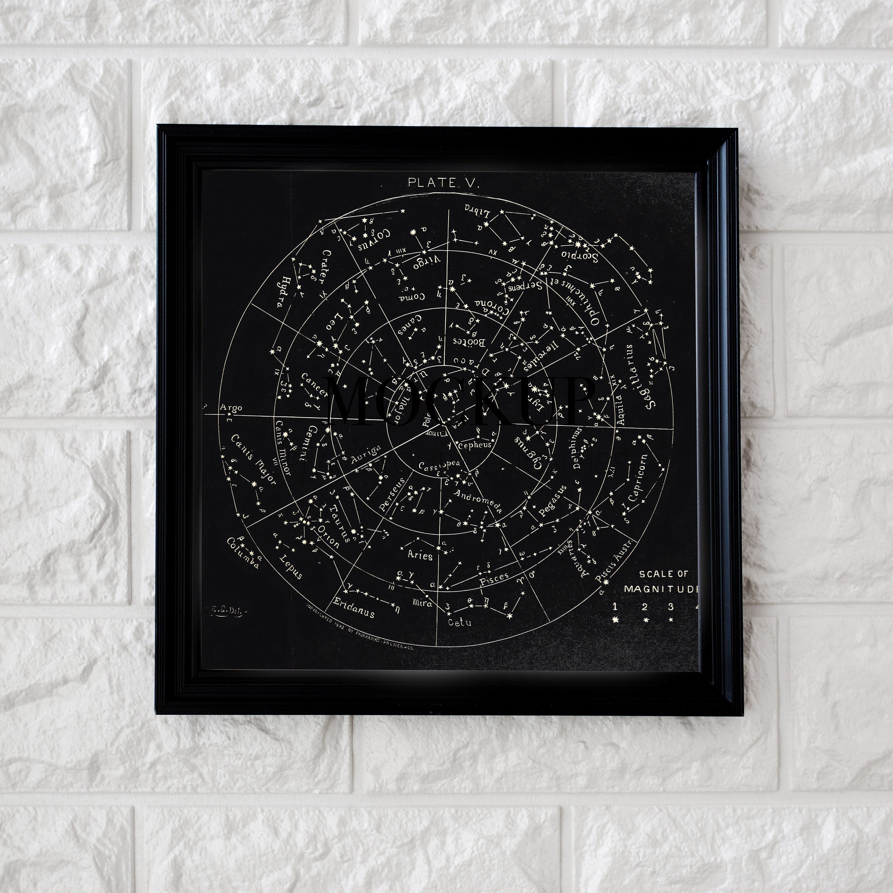 POSTER Constellations Visible In The USA, 1882 Constellation Poster, Constellation With Star ...