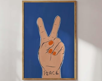 POSTER Contemporary Art Peace art print. Colorful peace sign poster ...