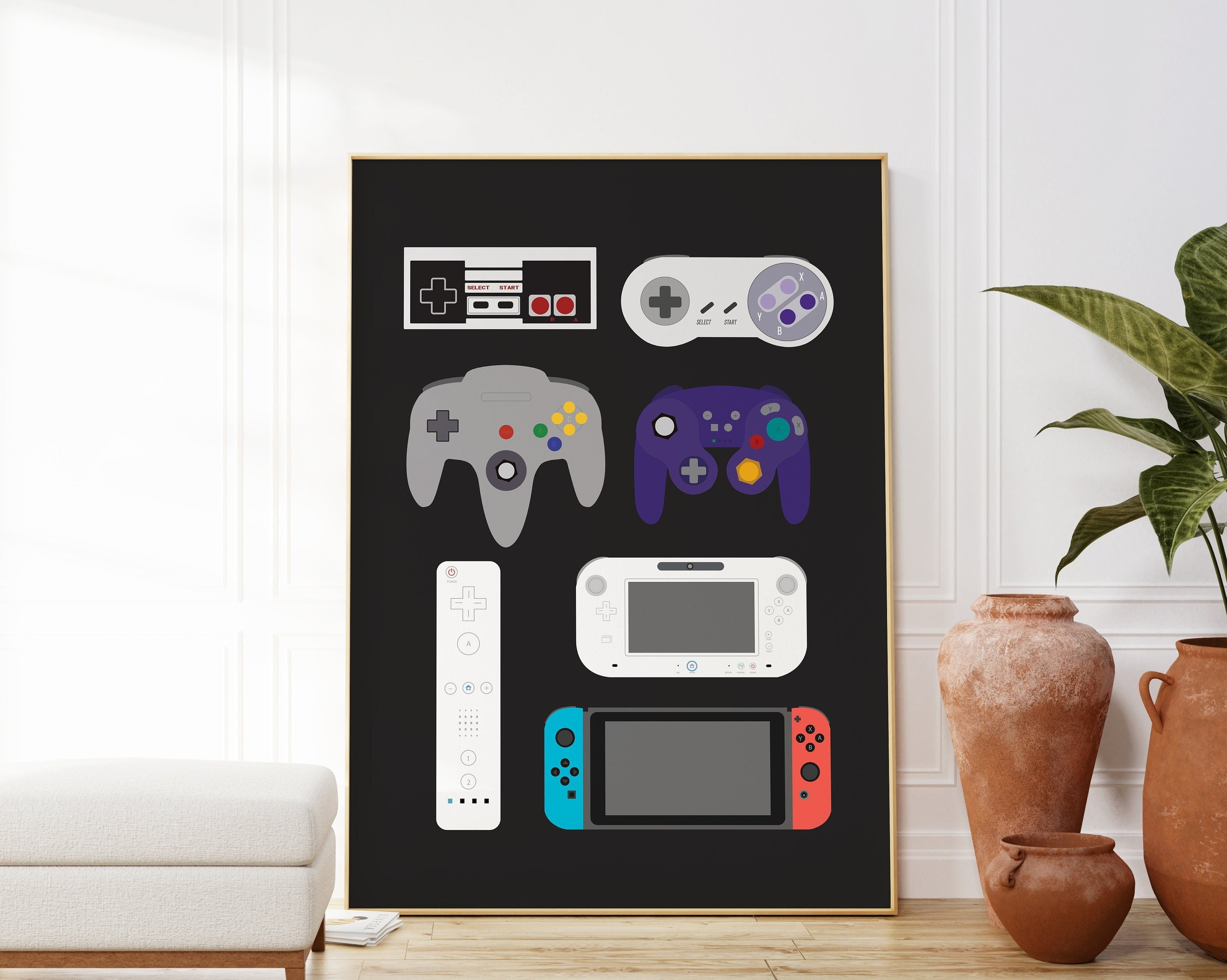 POSTER Controllers Print, Video Game Art, Art for Teen Boy's Room, Game ...