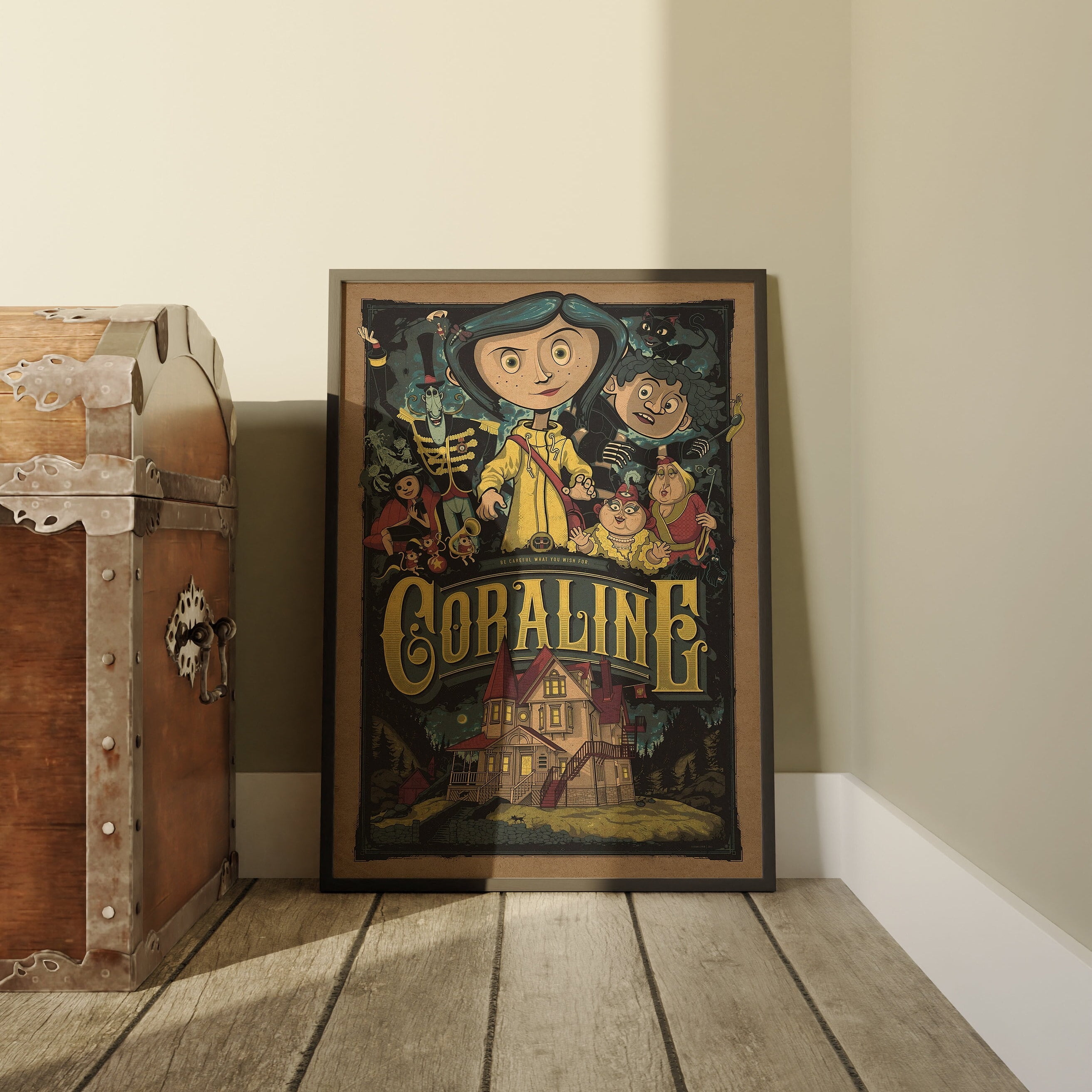 POSTER Coraline Retro Poster, Dakota Fanning Wall Art, Kraft Paper ...