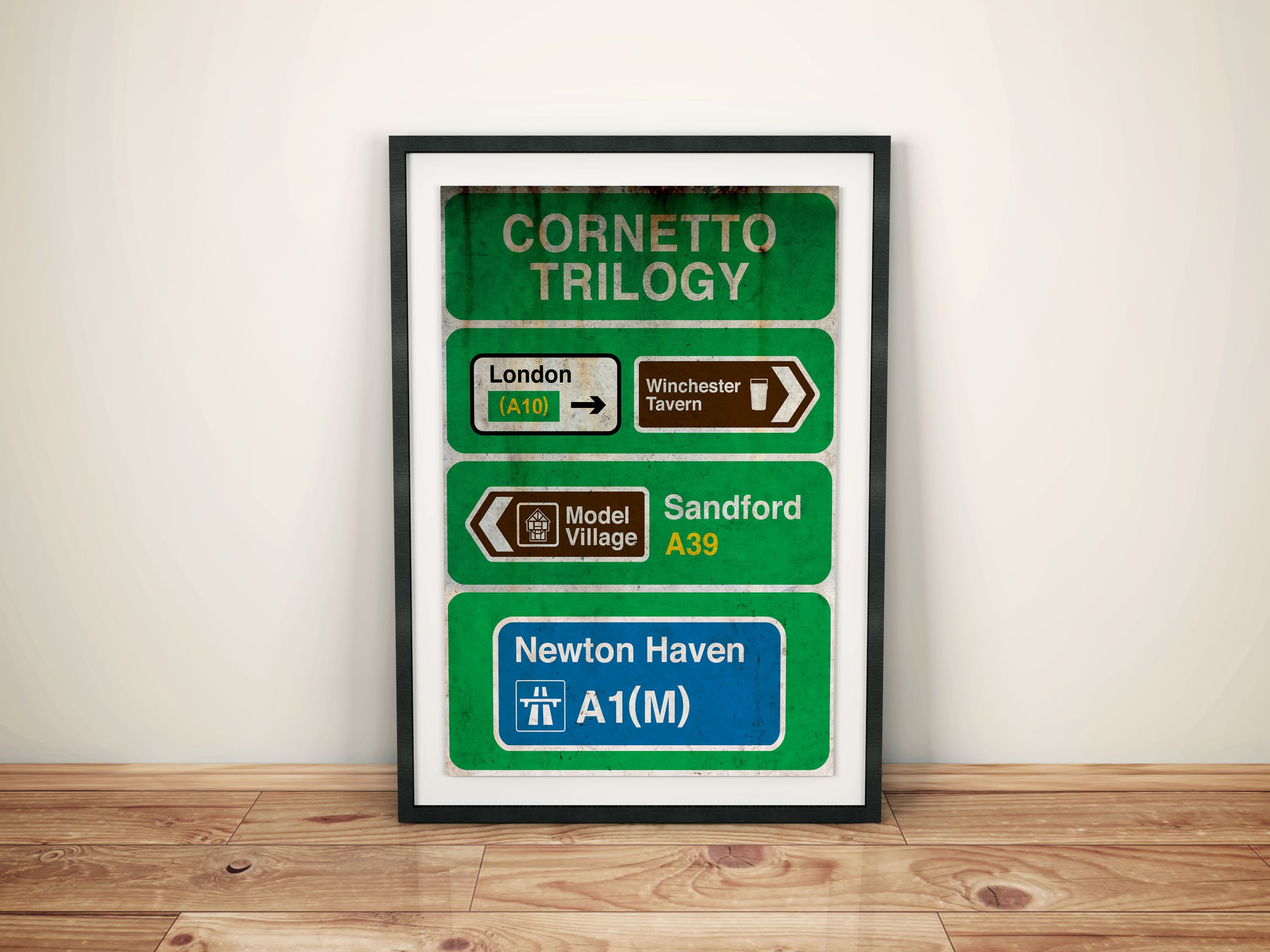 POSTER Cornetto Trilogy Inspired Metal UK Vertical Road Sign - Shaun of ...