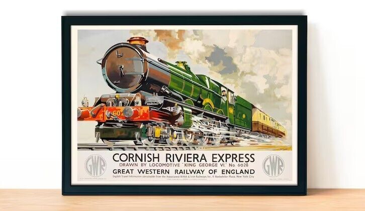 POSTER Cornish Riviera Express Steam Train Railway Vintage Travel ...
