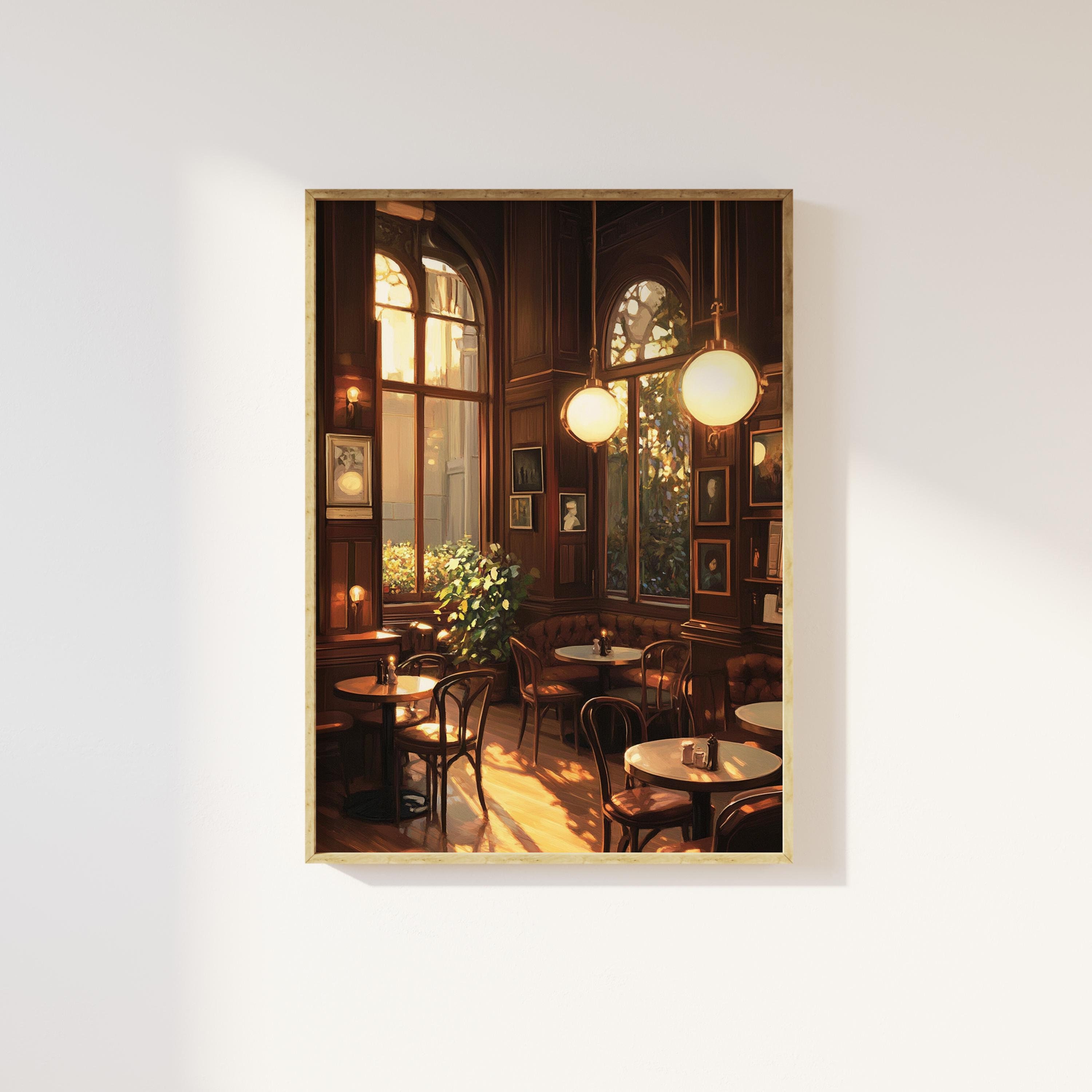 POSTER Cosy coffee shop art print | cosy warm traditional coffee shop ...
