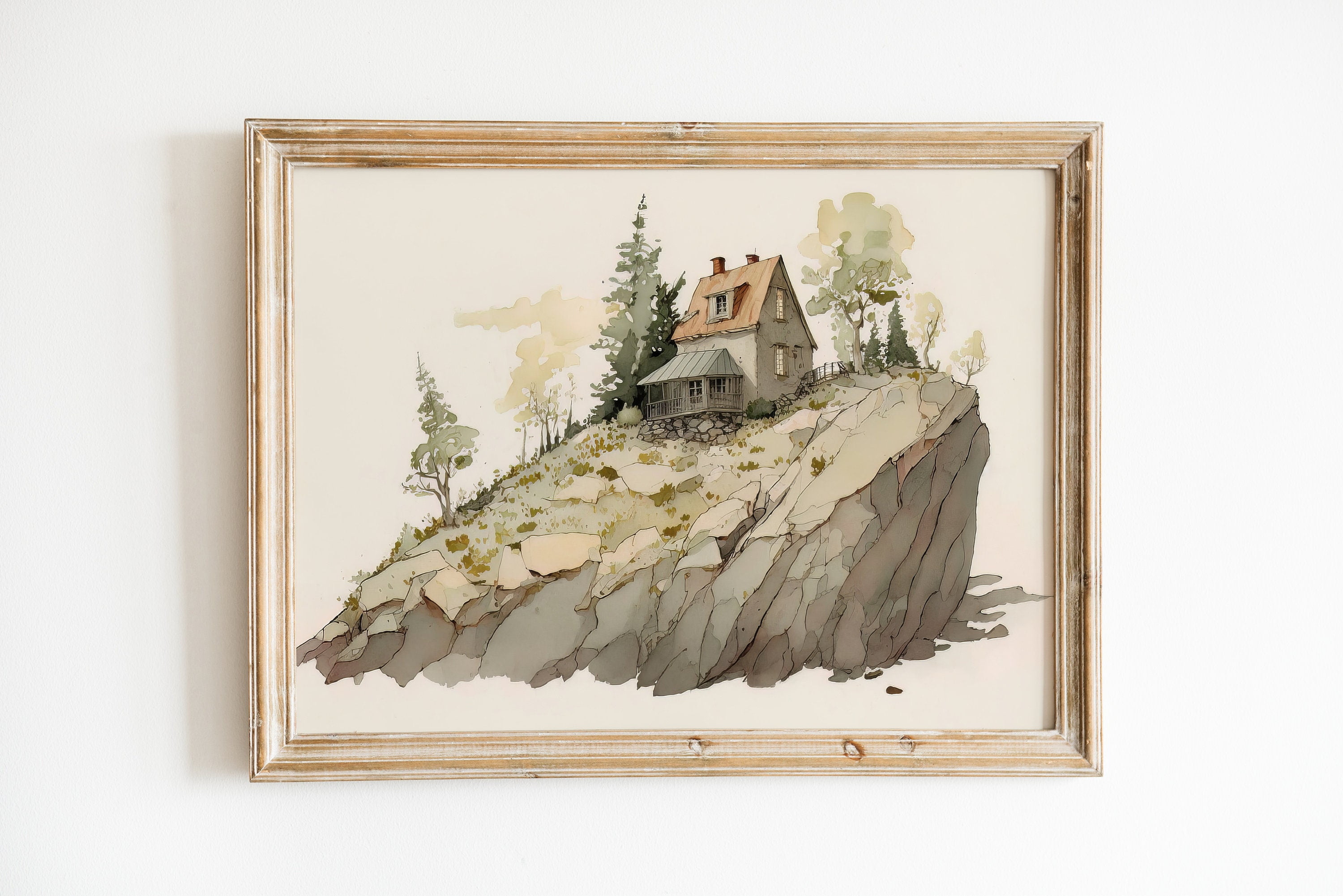 POSTER Cottage Print | Moody Watercolor Painting | Dark Cottagecore ...