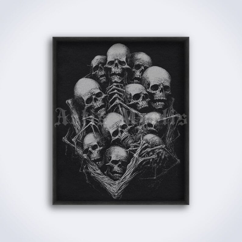 POSTER Creepy conjoined skeletons, macabre horror, skull, corpse, gore ...