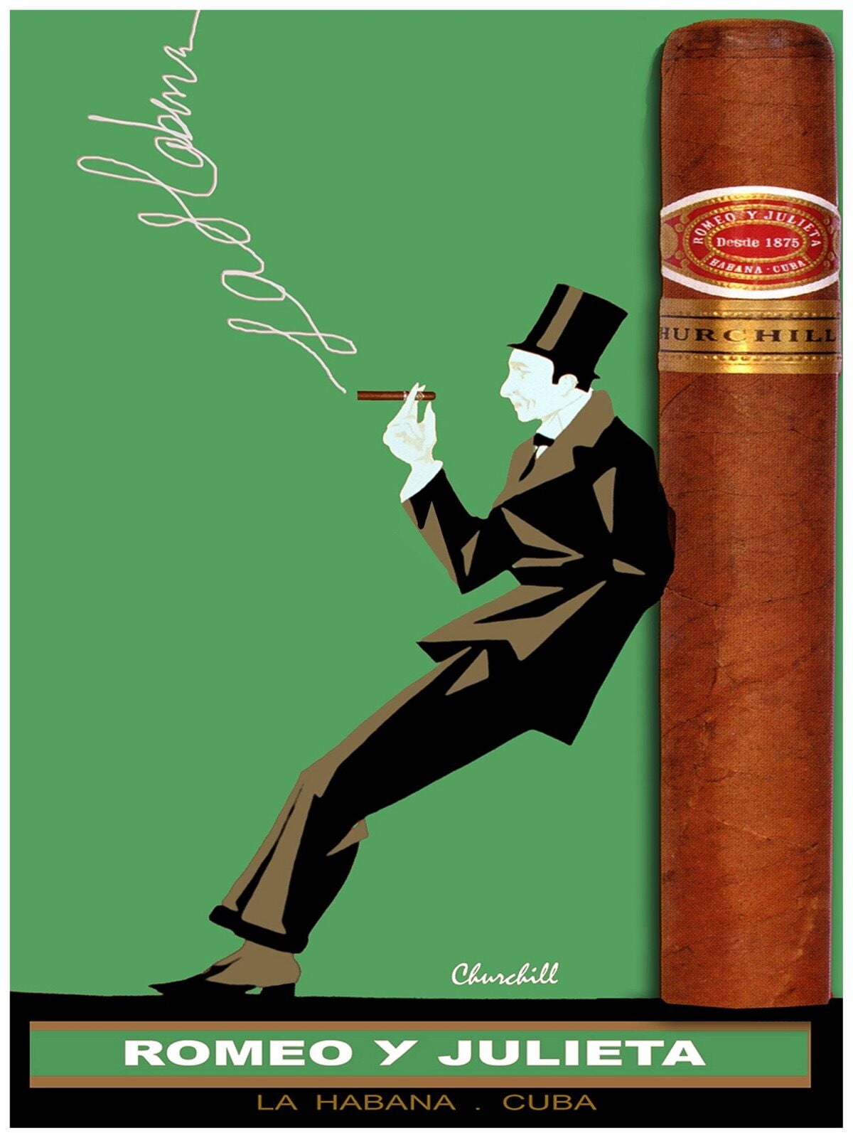 POSTER Cuban Cigar POSTER on Paper or .Mancave Decoration.Green.3931 ...