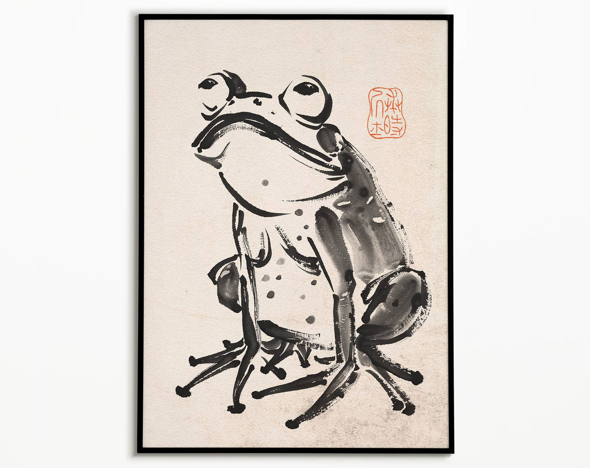 POSTER Curious Frog, Vintage Frog Woodblock Poster, Ukiyo-e Frog Print ...