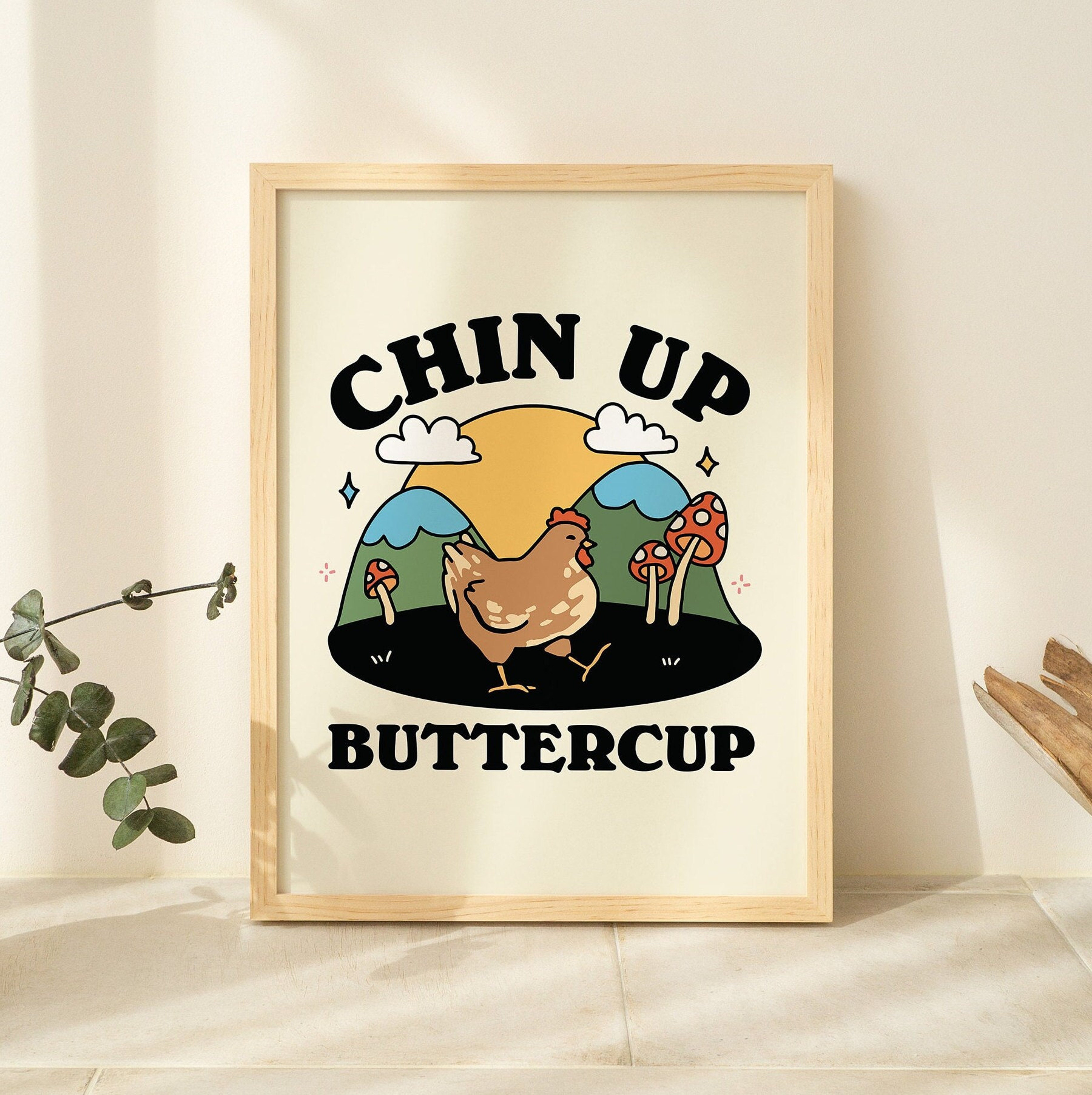 POSTER Cute Chicken Wall Print, Motivation Quote, Retro Style ...