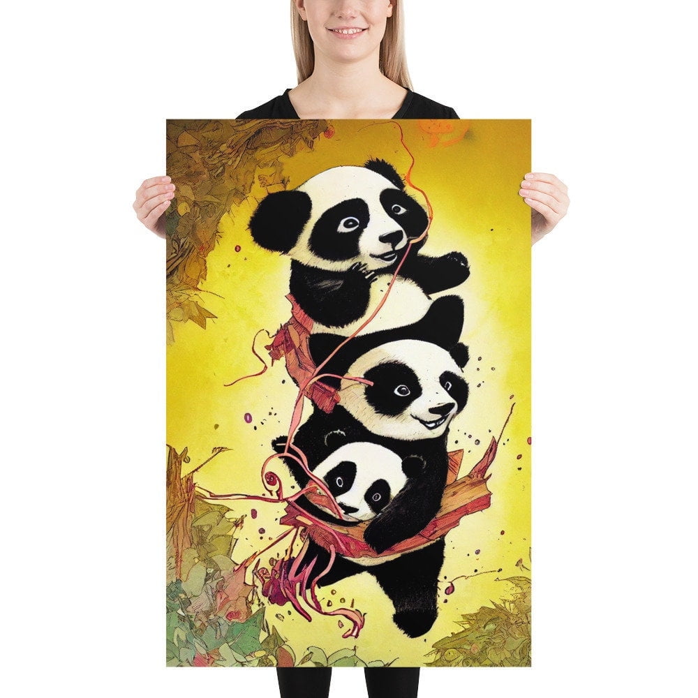 POSTER Cute Cute Panda Poster, Tripping Pandas Poster, Panda Art, Panda ...