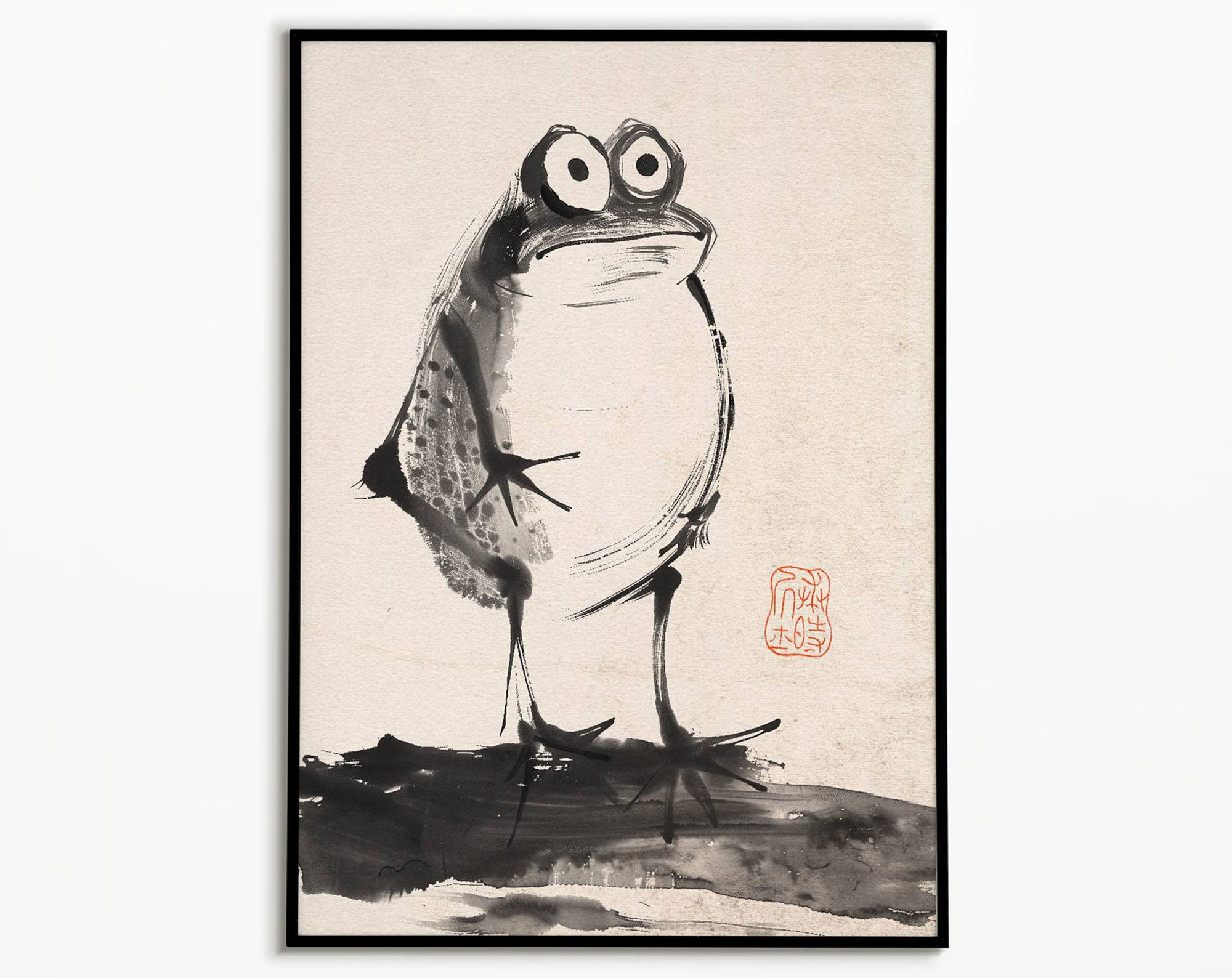 POSTER Cute Vintage Frog, Vintage Frog Woodblock Poster, Ukiyo-e Frog ...