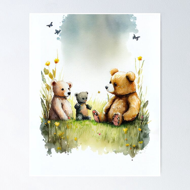 Poster Cute Whimsical Teddy Bear - Unframed Poster, 24x36 - Walmart.com
