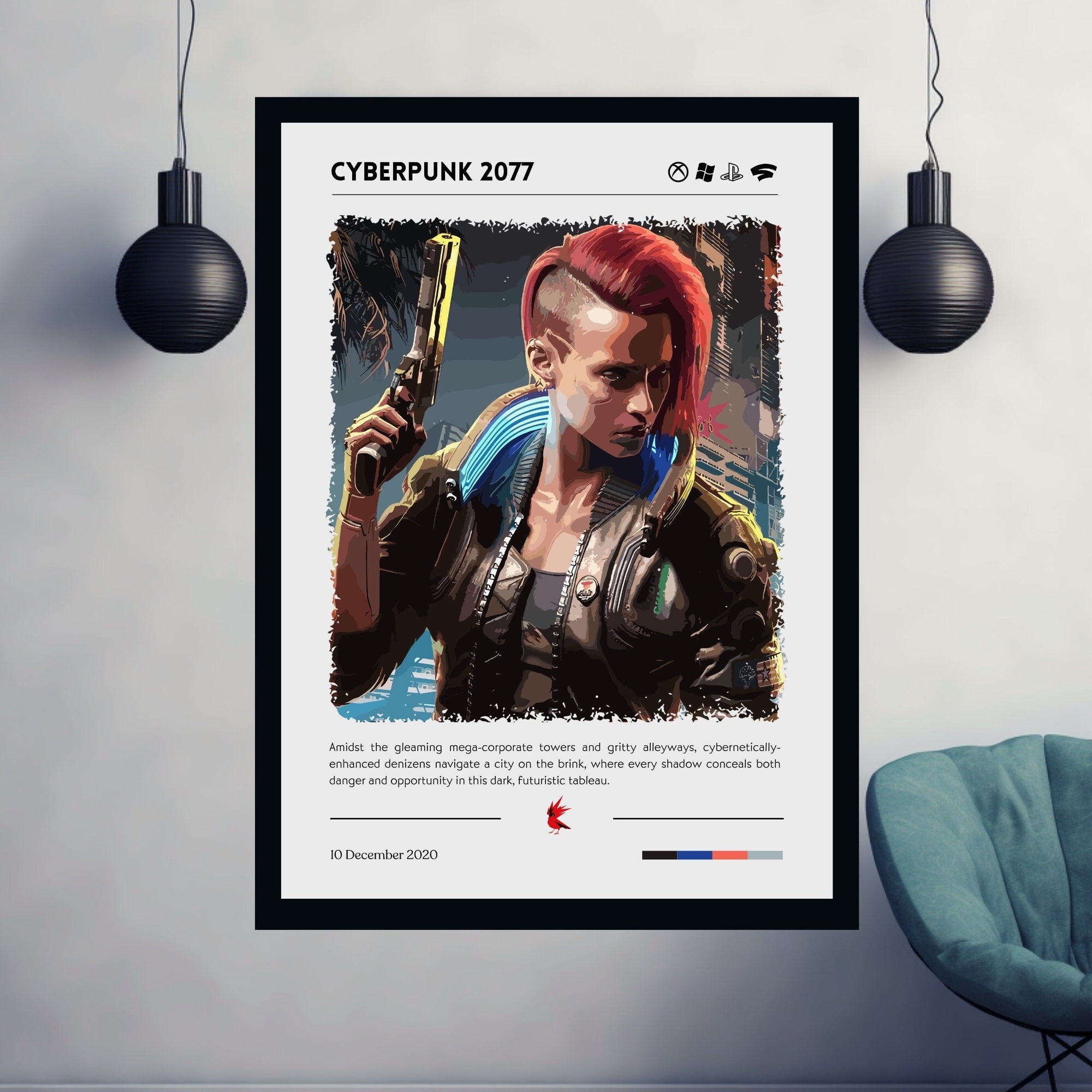 POSTER Cyberpunk 2077 Poster, Cyberpunk 2077 Print, Gaming Room Poster ...