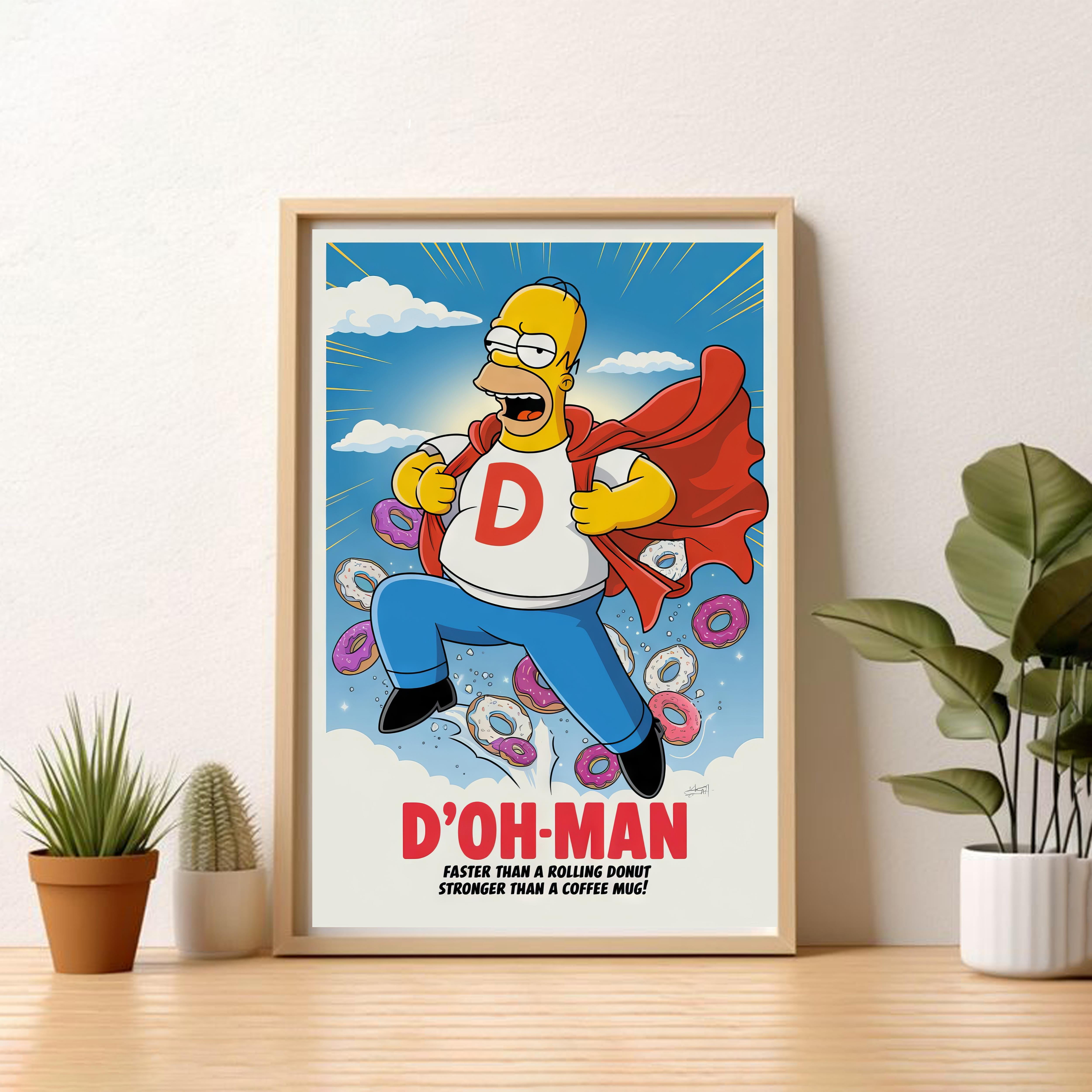 POSTER D’oh-Man Poster - Homer Simpson as Superman, DC-Inspired Design, Vibrant Simpsons ...