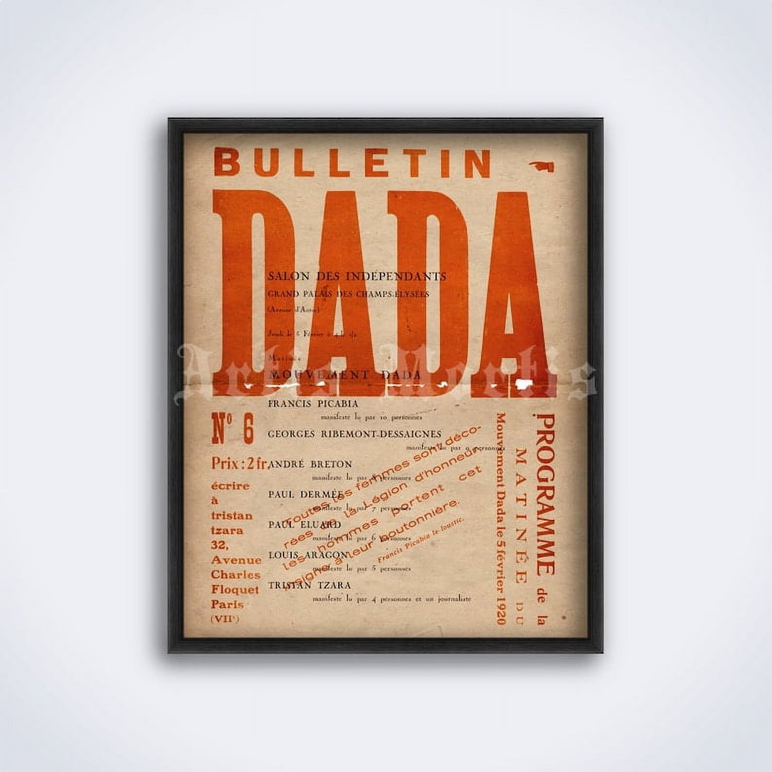 POSTER DADA Bulletin cover - vintage 1920 dadaism art movement poster ...