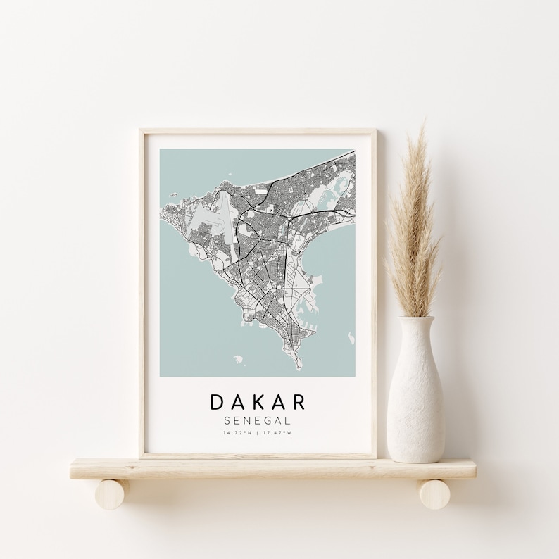 POSTER DAKAR Senegal City Map, Gift Map, Map Poster, map gift ...