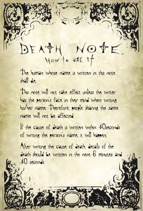 POSTER DEATH NOTE - HOW TO USE IT POSTER - 4064-12x18-UNFRAMED ...