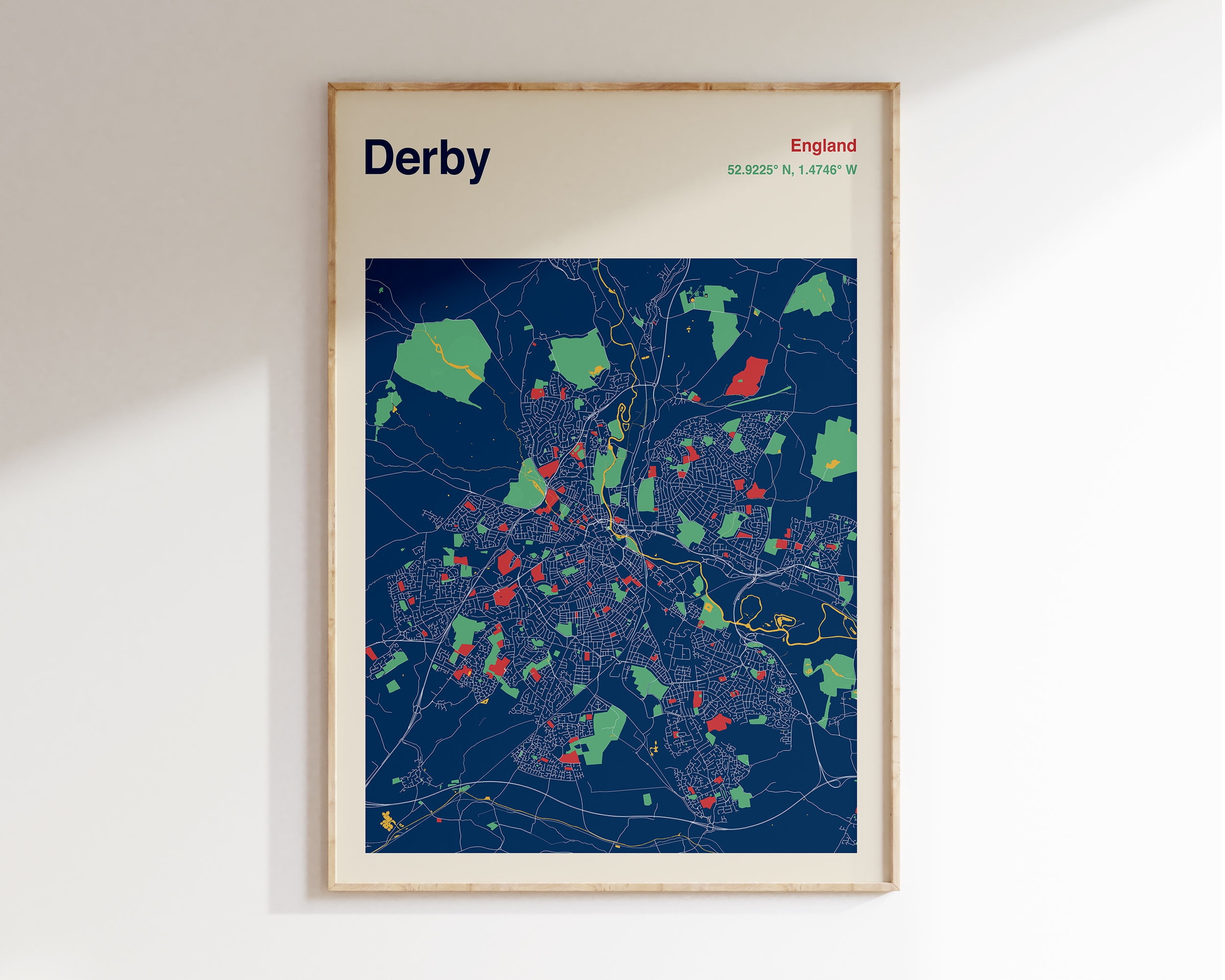 POSTER DERBY Map Print, Derby Map Poster, Derby Map Wall Art, Derby ...