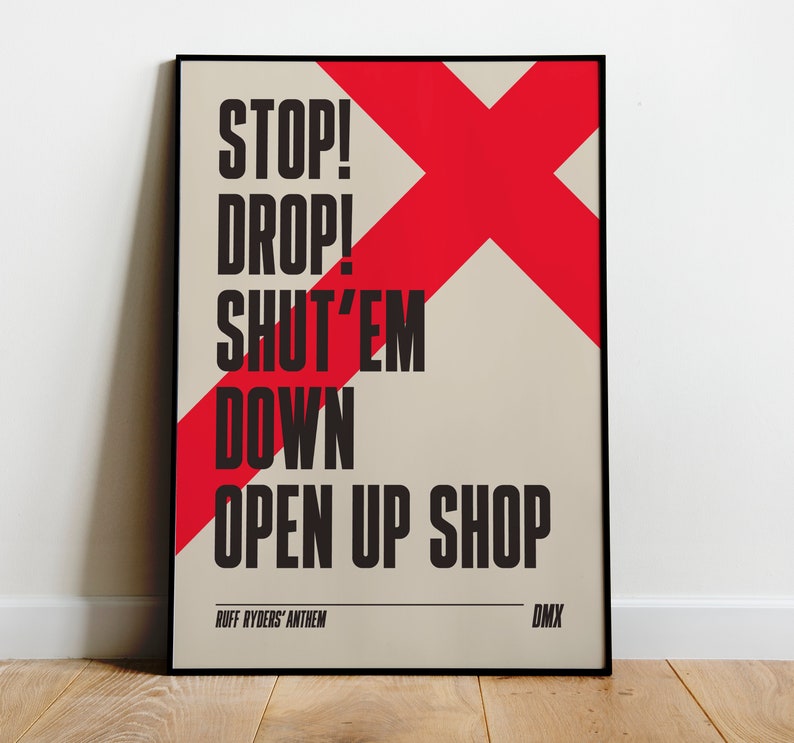 POSTER DMX Lyric Poster, Ruff Ryders' Anthem Artwork, Iconic Rap Print ...