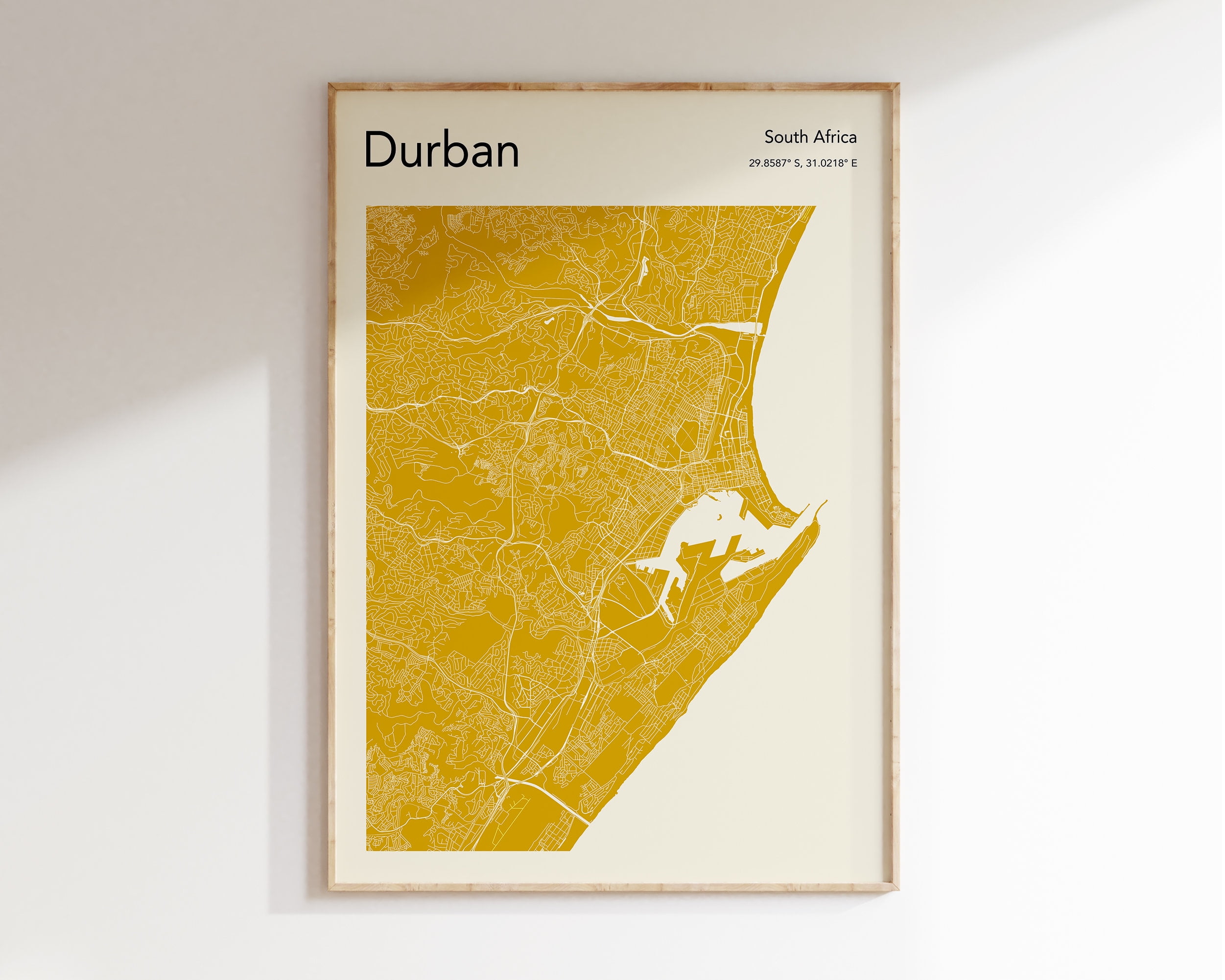 POSTER DURBAN Map Poster, , Durban Map Print, Colour Durban City Map ...
