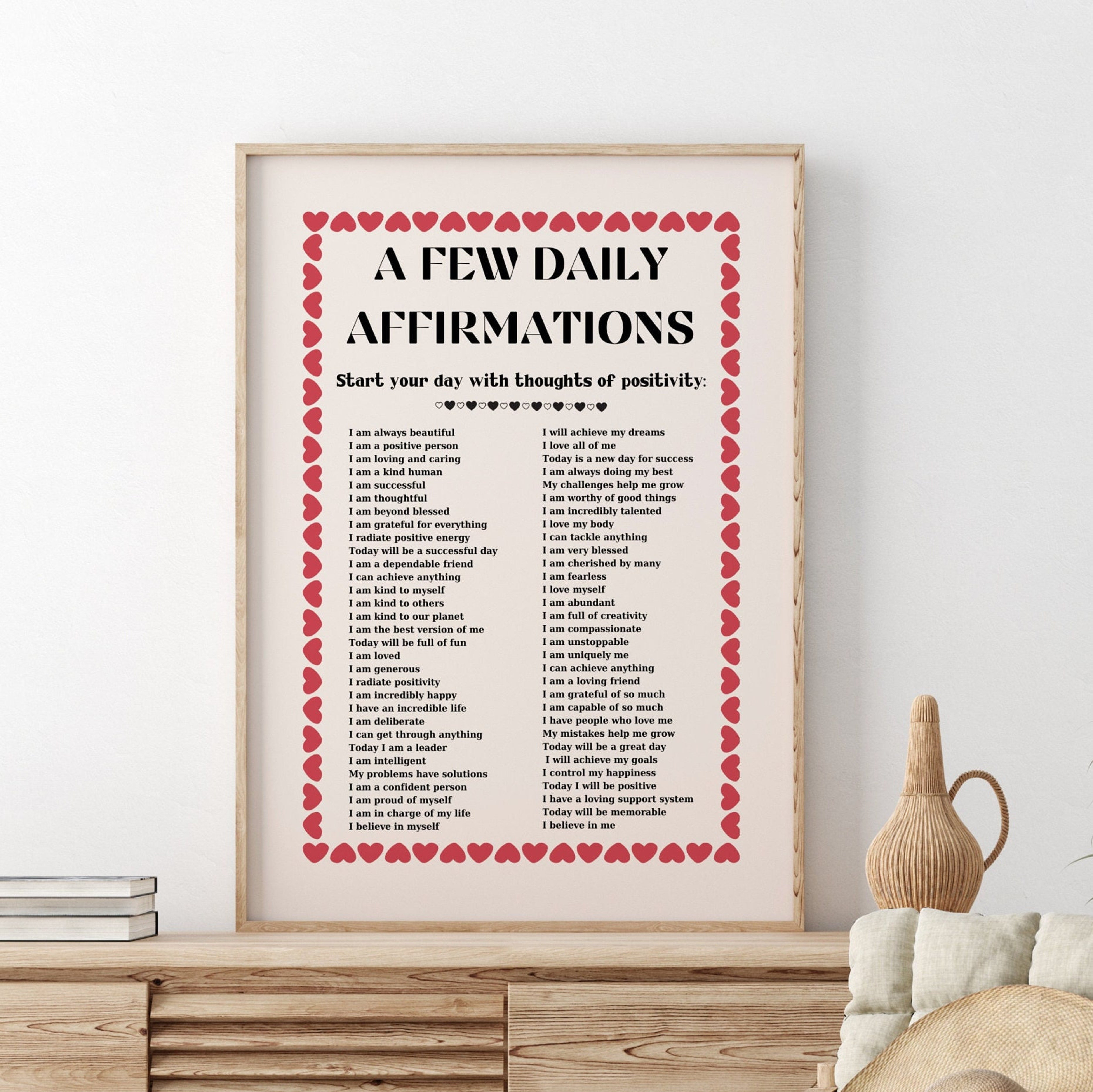 POSTER Daily Affirmations Wall print, Preppy room decor, Dorm decor ...