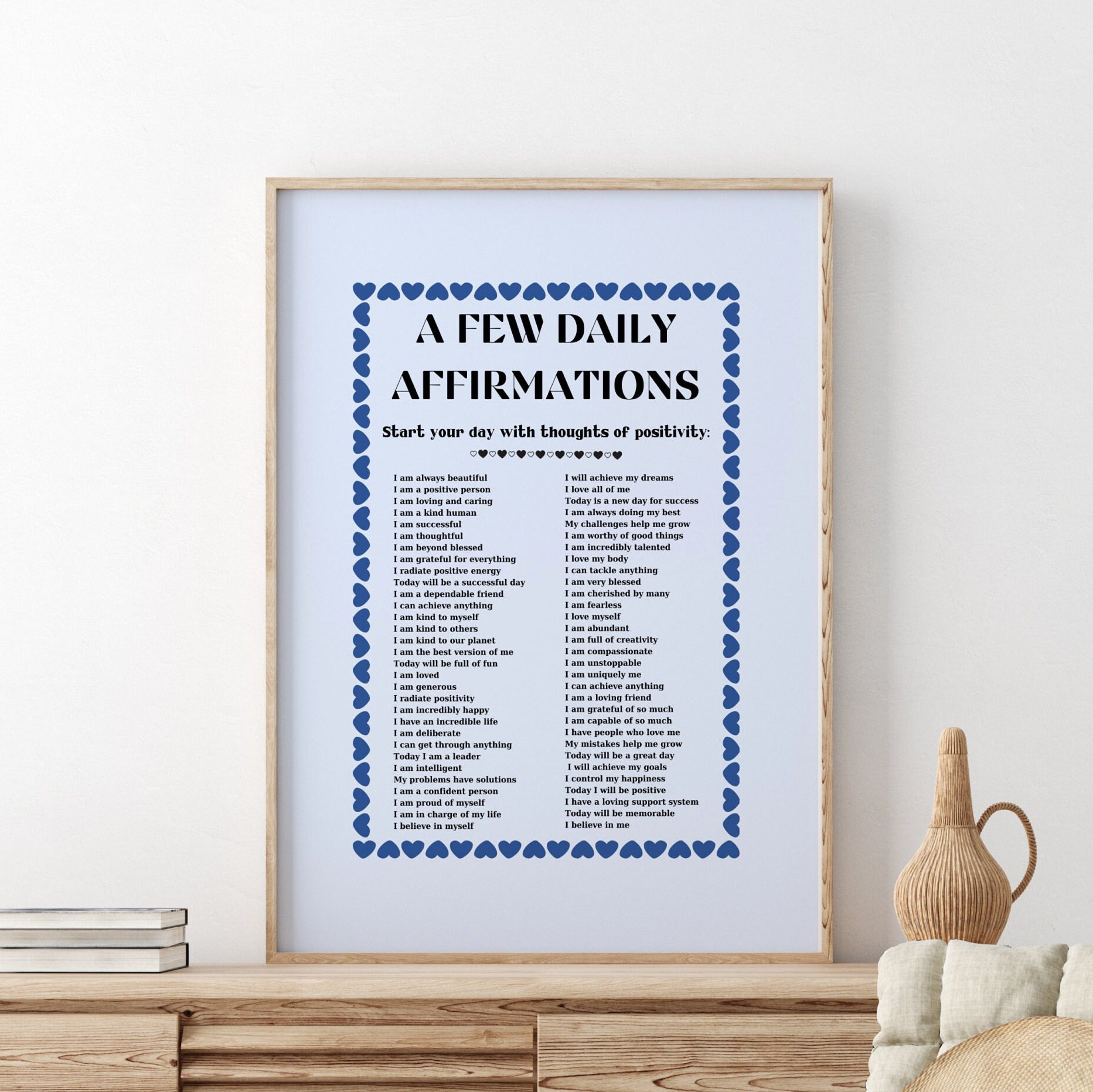 POSTER Daily Affirmations Wall print, Preppy room decor, Dorm decor ...