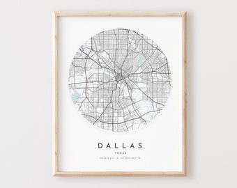 POSTER Dallas Map Print, Dallas Map Poster City Wall Art, Tx Road Map ...