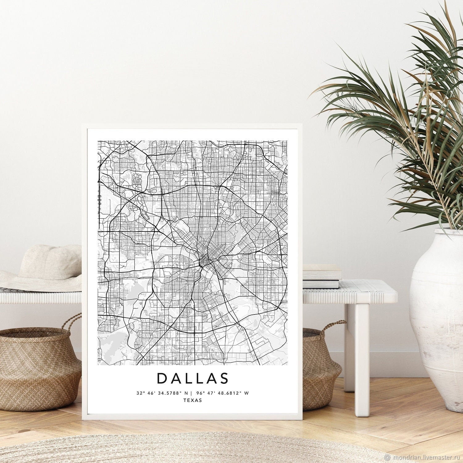 POSTER Dallas Map Print Wall Art Poster United States Map Print Black ...