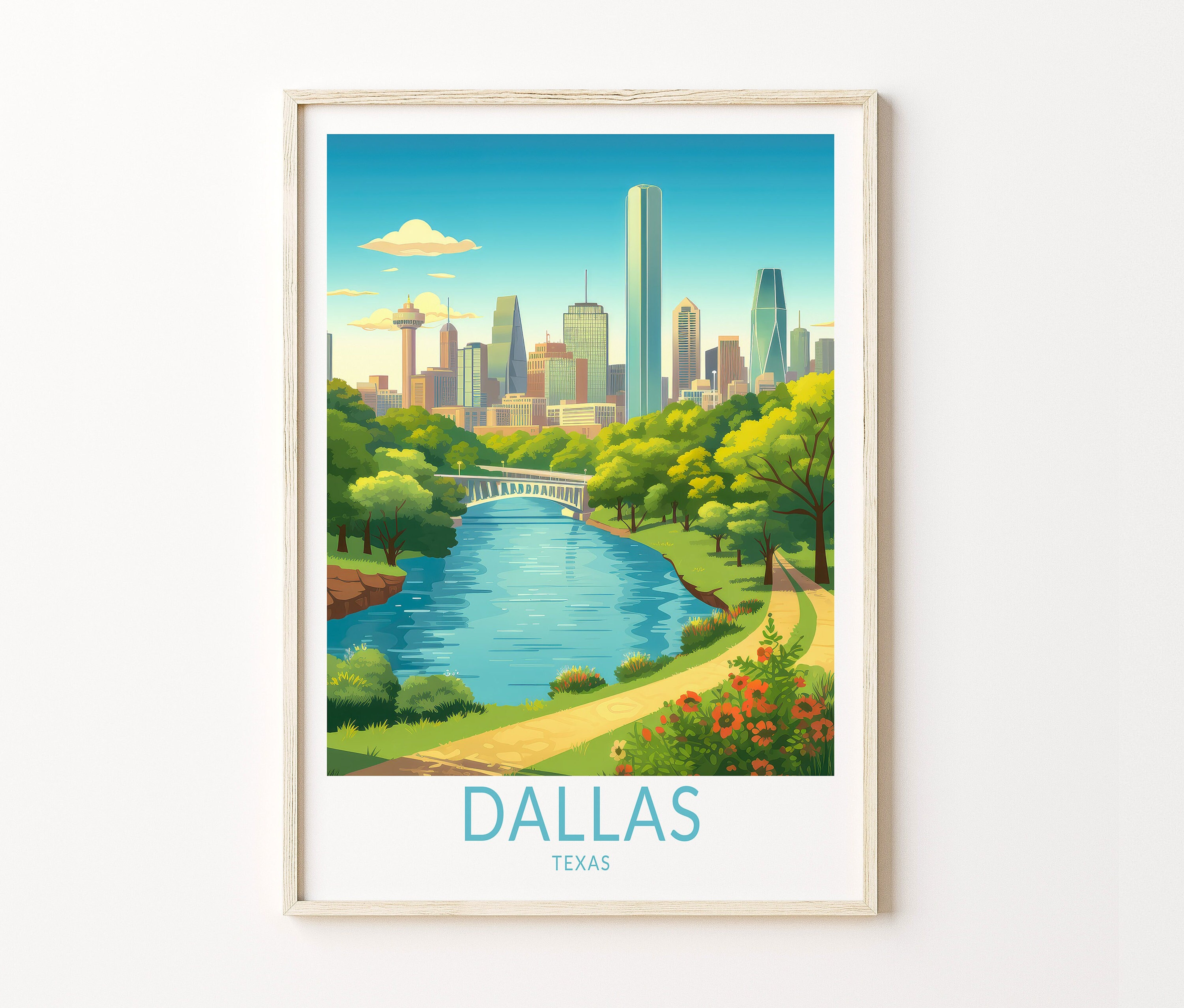 POSTER Dallas Texas Travel Print, Dallas City Texas Travel Poster ...