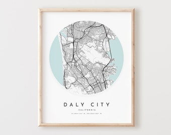 POSTER Daly City Map Print, Daly City Map Poster City Wall Art, Ca Road ...
