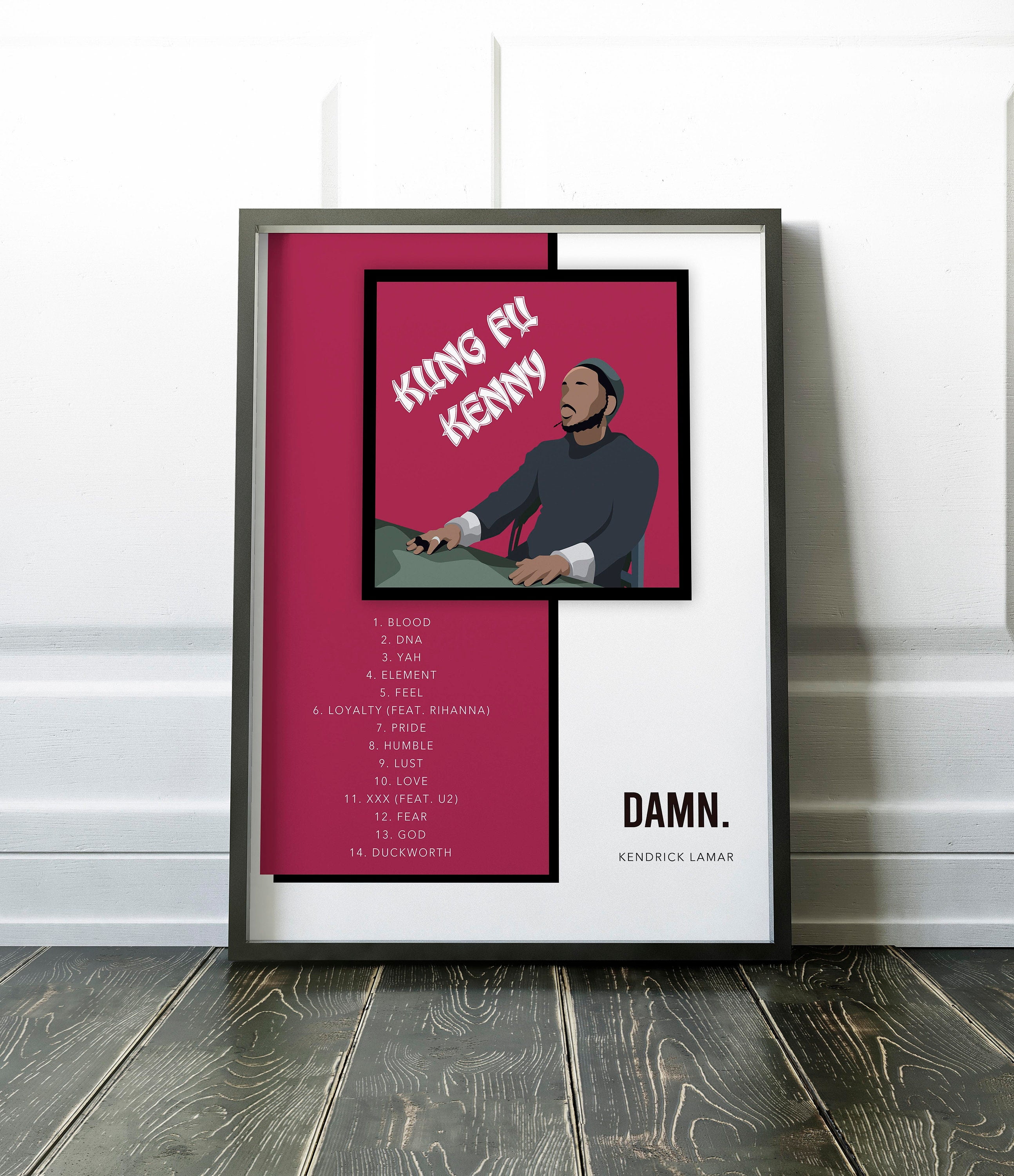 POSTER Damn Tracklist Poster - Kendrick Lamar Album Cover Poster ...