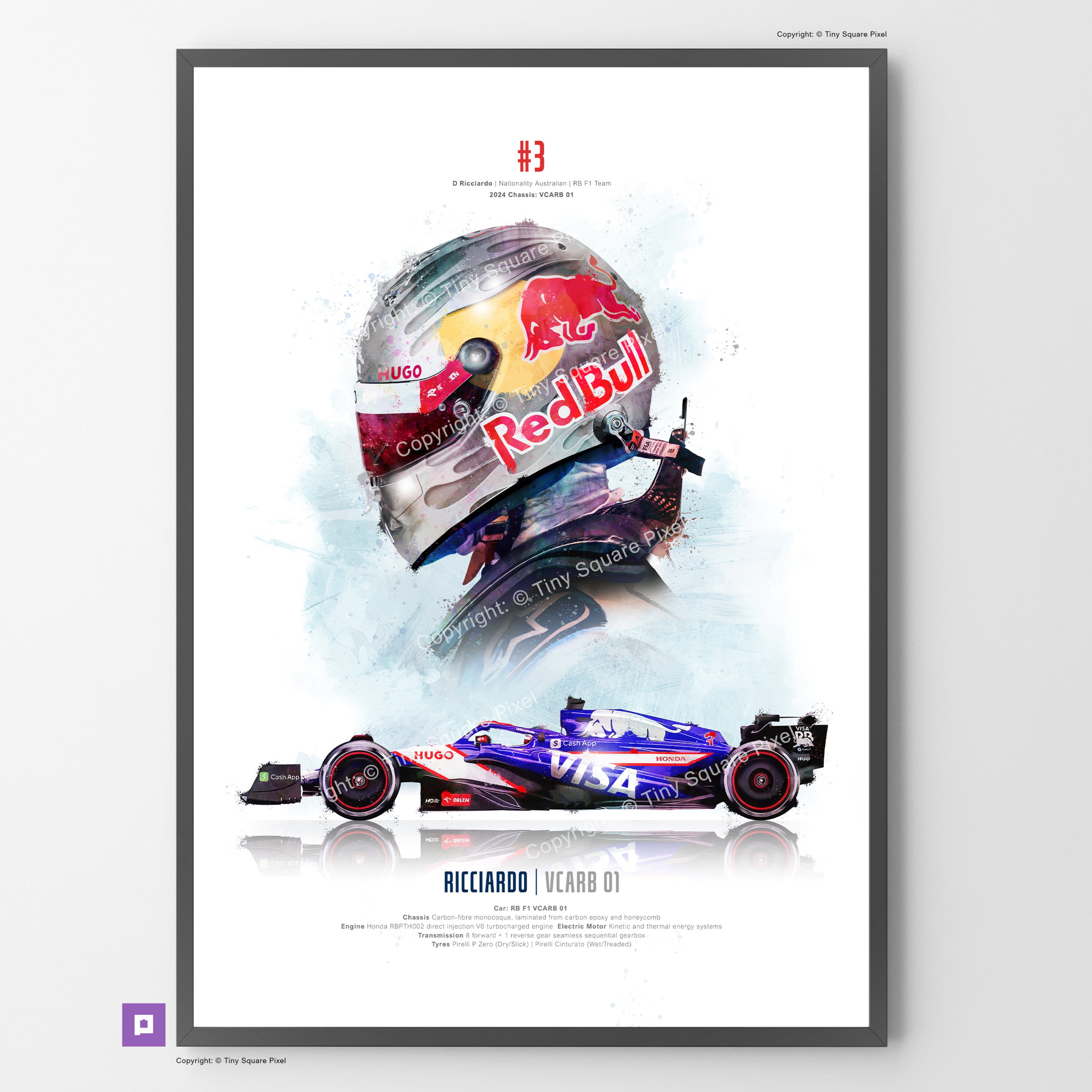 POSTER Daniel Ricciardo 2024 F1 Poster, Wall Art Print Illustration ...