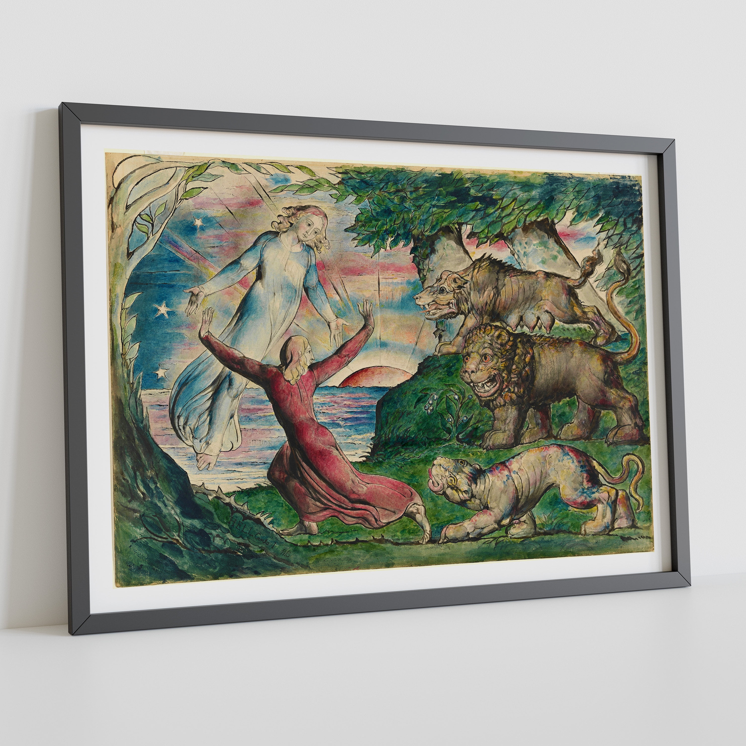POSTER Dante Running From The Three Beasts - William Blake Poster Print ...