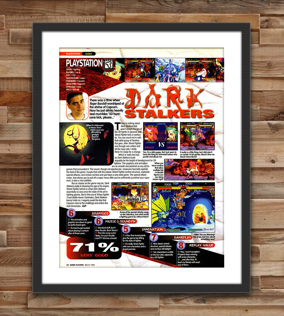 POSTER Dark Stalkers Playstation PS1 Glossy Review Poster Unframed ...