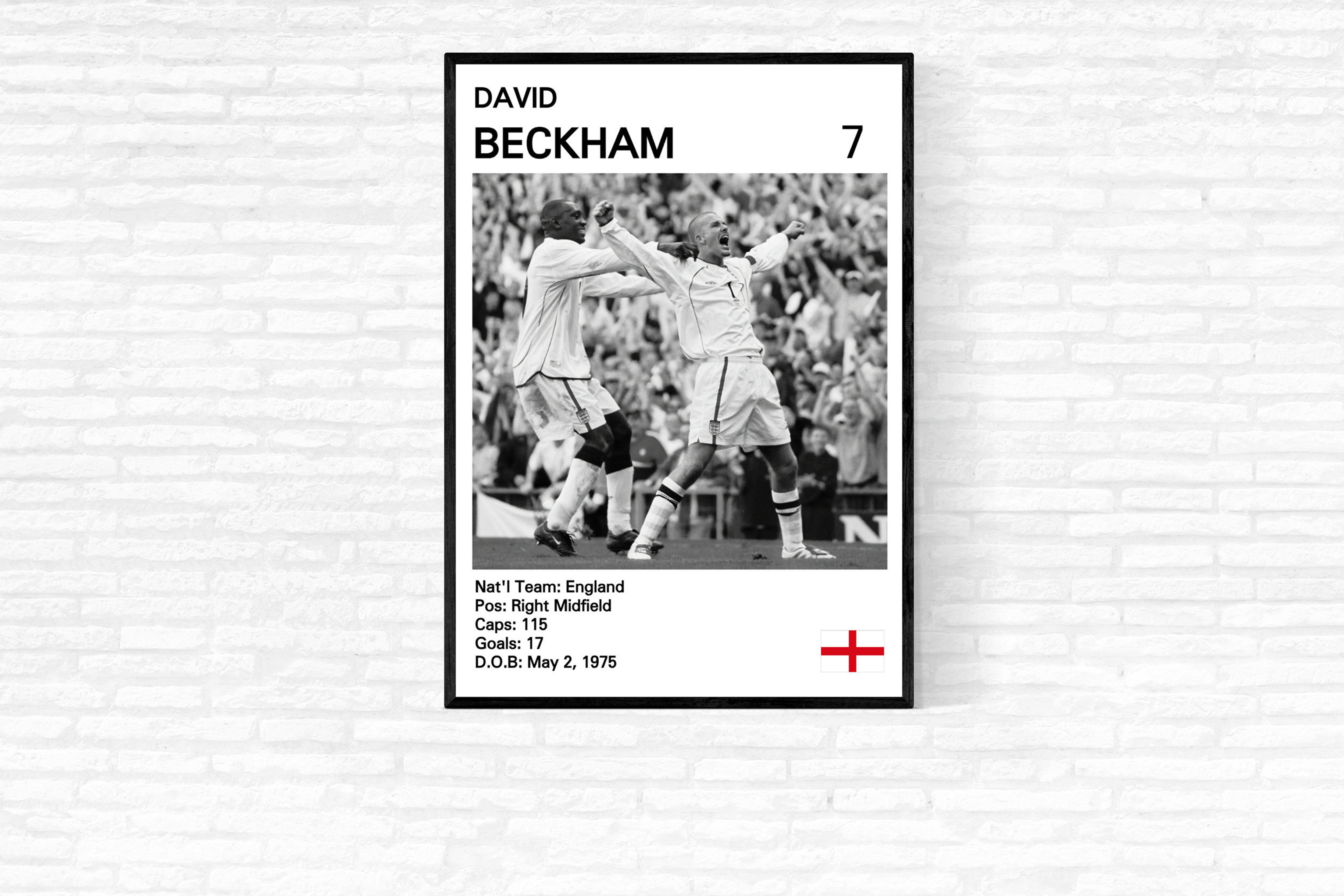 POSTER David Beckham Poster, David Beckham Print, England International ...