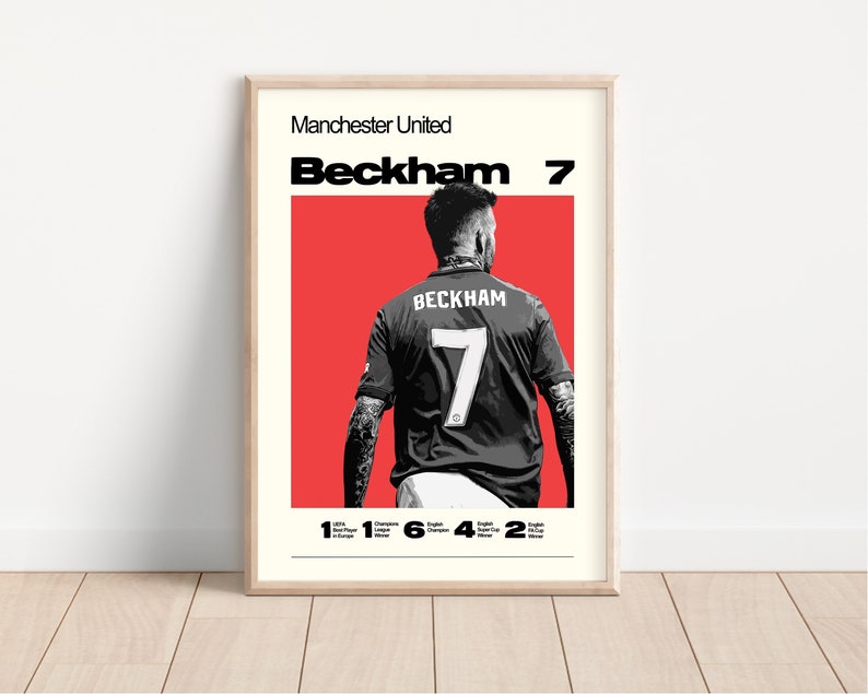 POSTER David Beckham Poster, England Football Print, Soccer Gifts ...