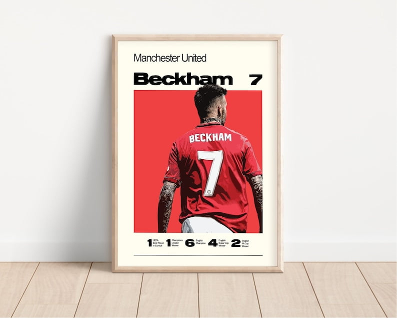 POSTER David Beckham Poster, England Football Print, Soccer Gifts ...
