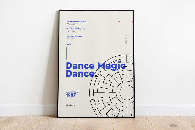 POSTER David Bowie, Magic Dance Poster, Labyrinth Movie, Band art print ...